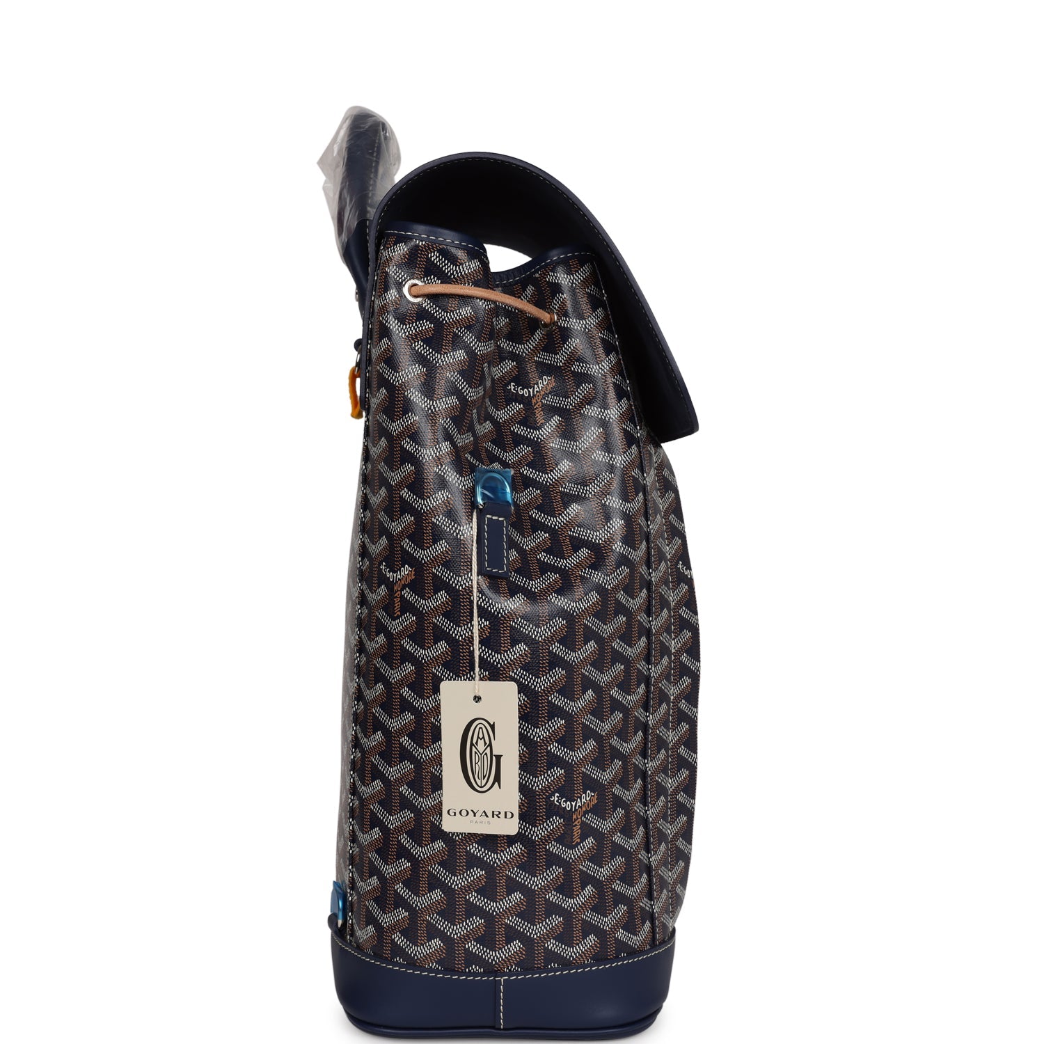 Goyard Alpin Backpack MM Navy Goyardine Canvas Palladium Hardware