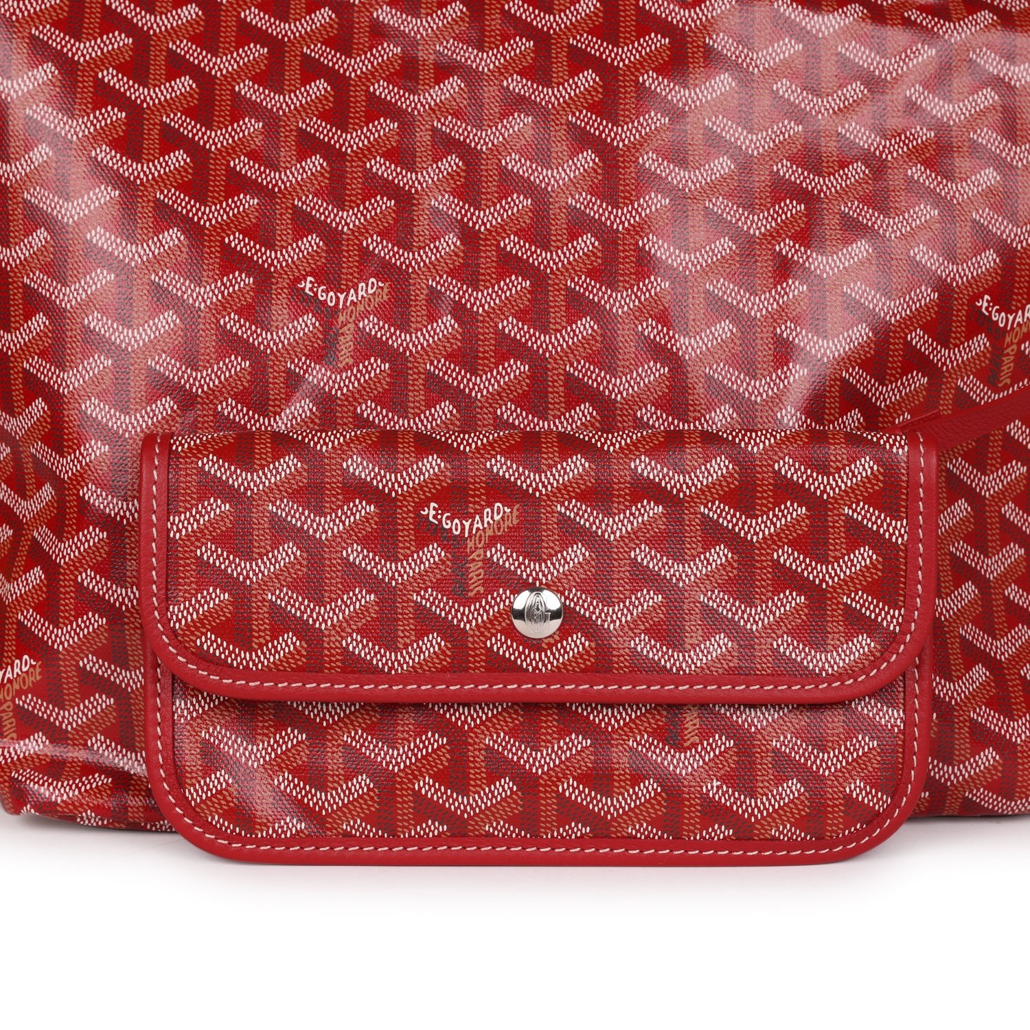 Goyard Goyardine Red St. Louis PM Tote Bag Palladium Hardware