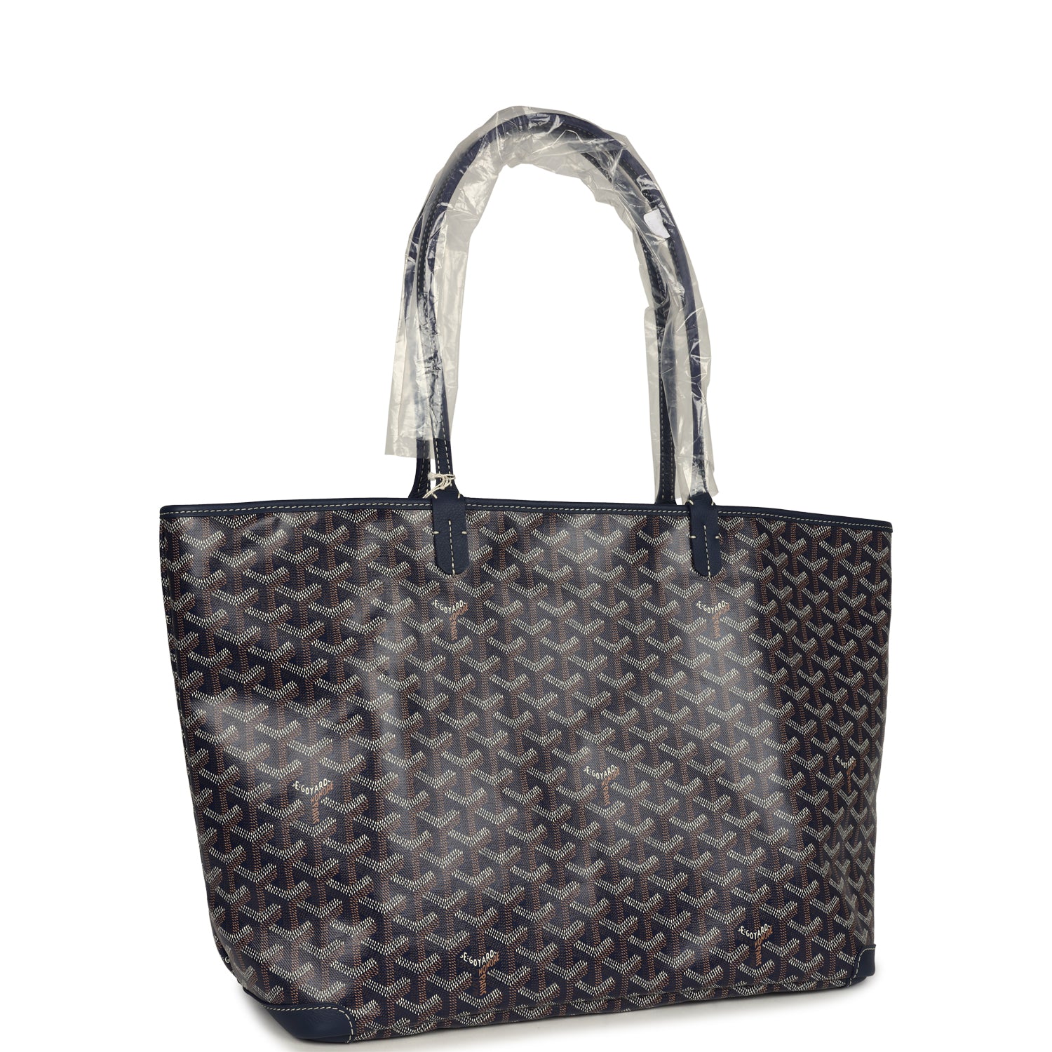 Goyard Artois Tote MM Navy Goyardine Canvas & Chevroches Calfskin Pall