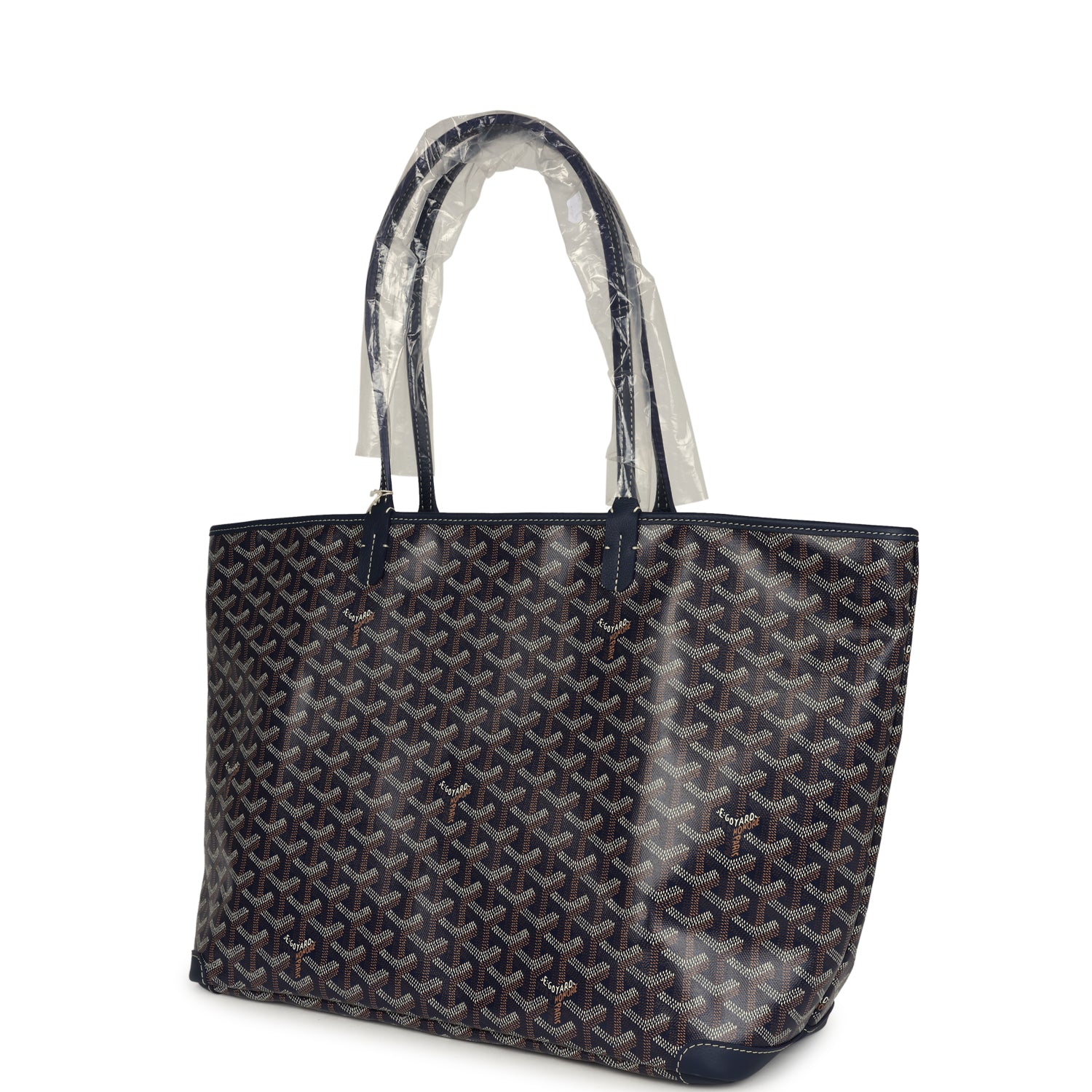 Goyard Artois Tote MM Navy Goyardine Canvas & Chevroches Calfskin Pall