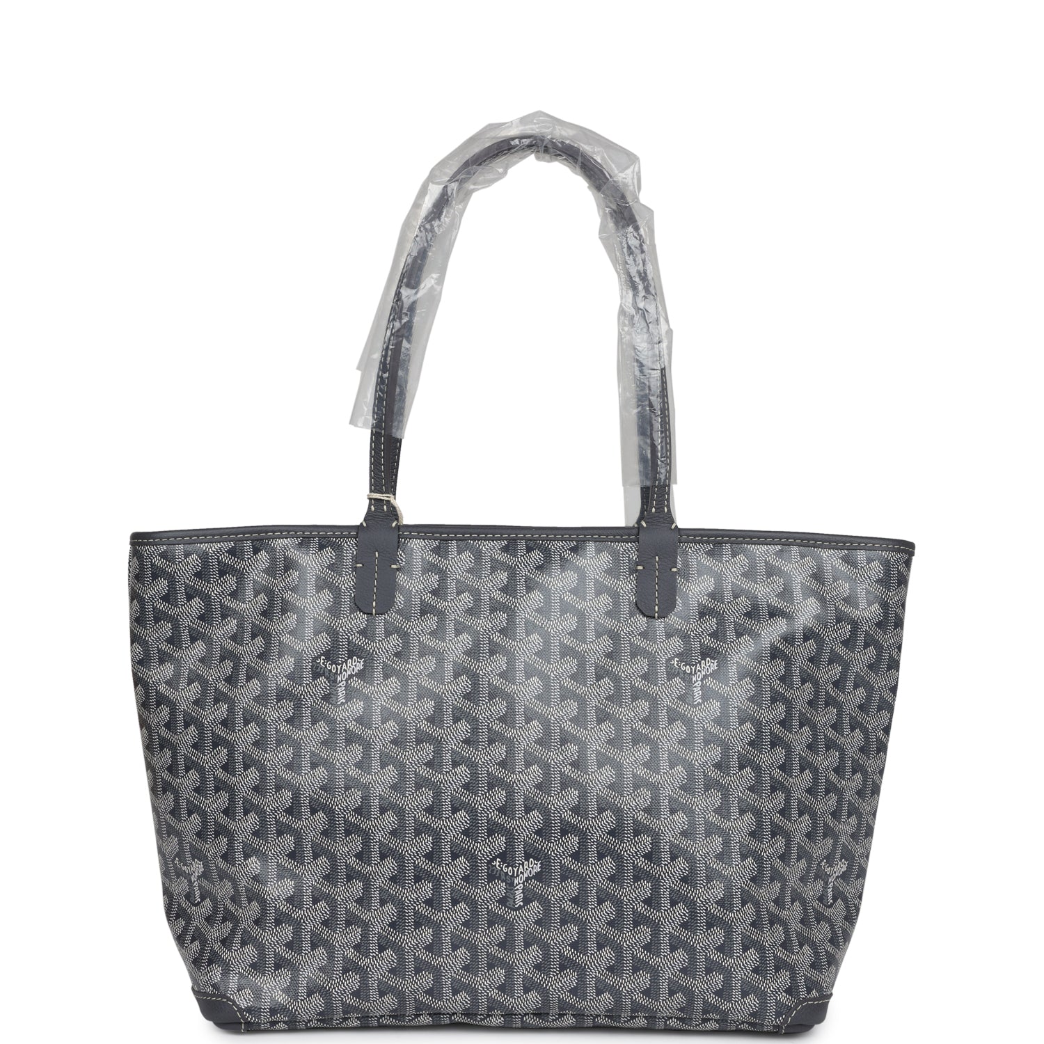 Goyard Goyardine Artois Tote PM Grey Canvas & Chevroches Calfskin Pall