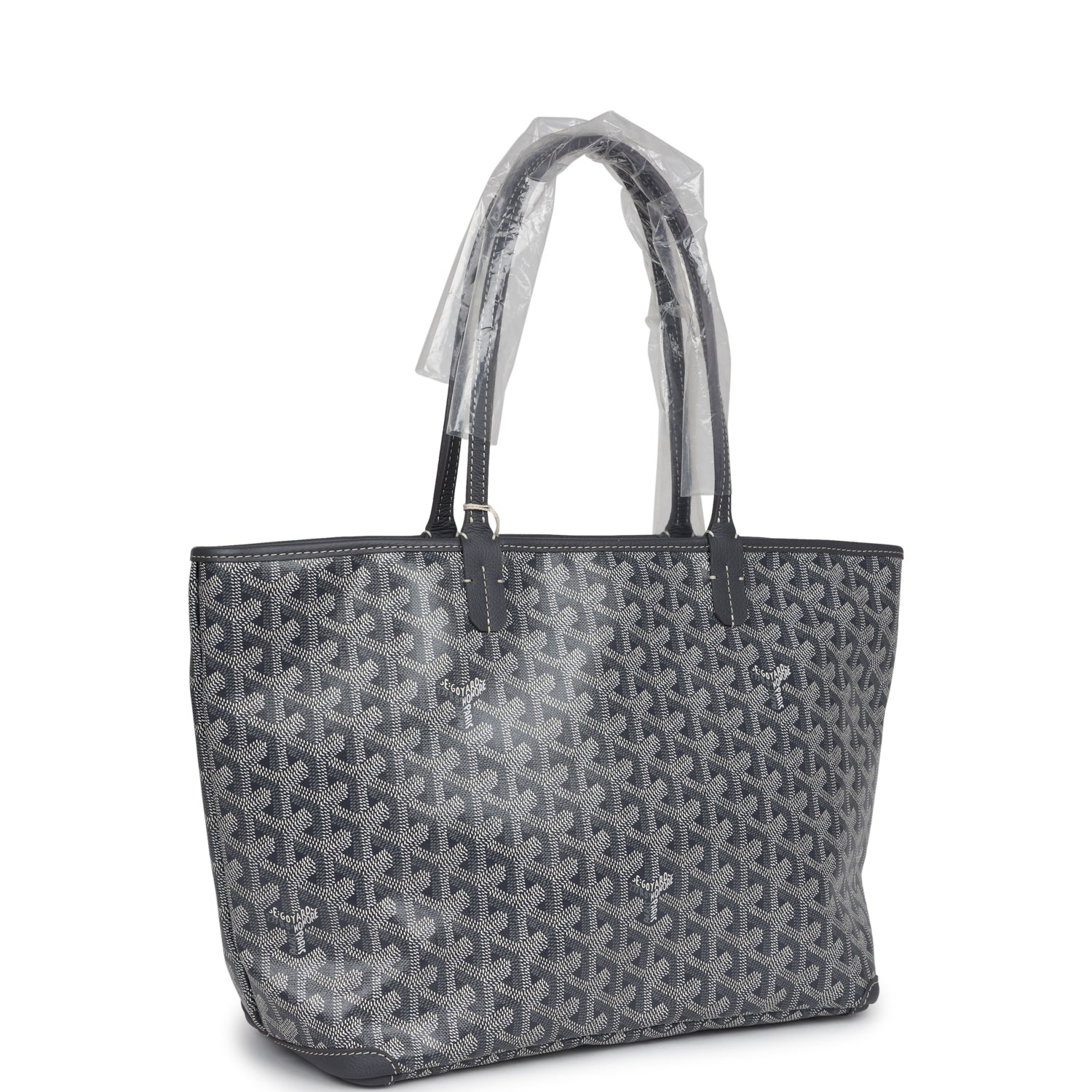 Goyard Goyardine Artois Tote PM Grey Canvas & Chevroches Calfskin Pall