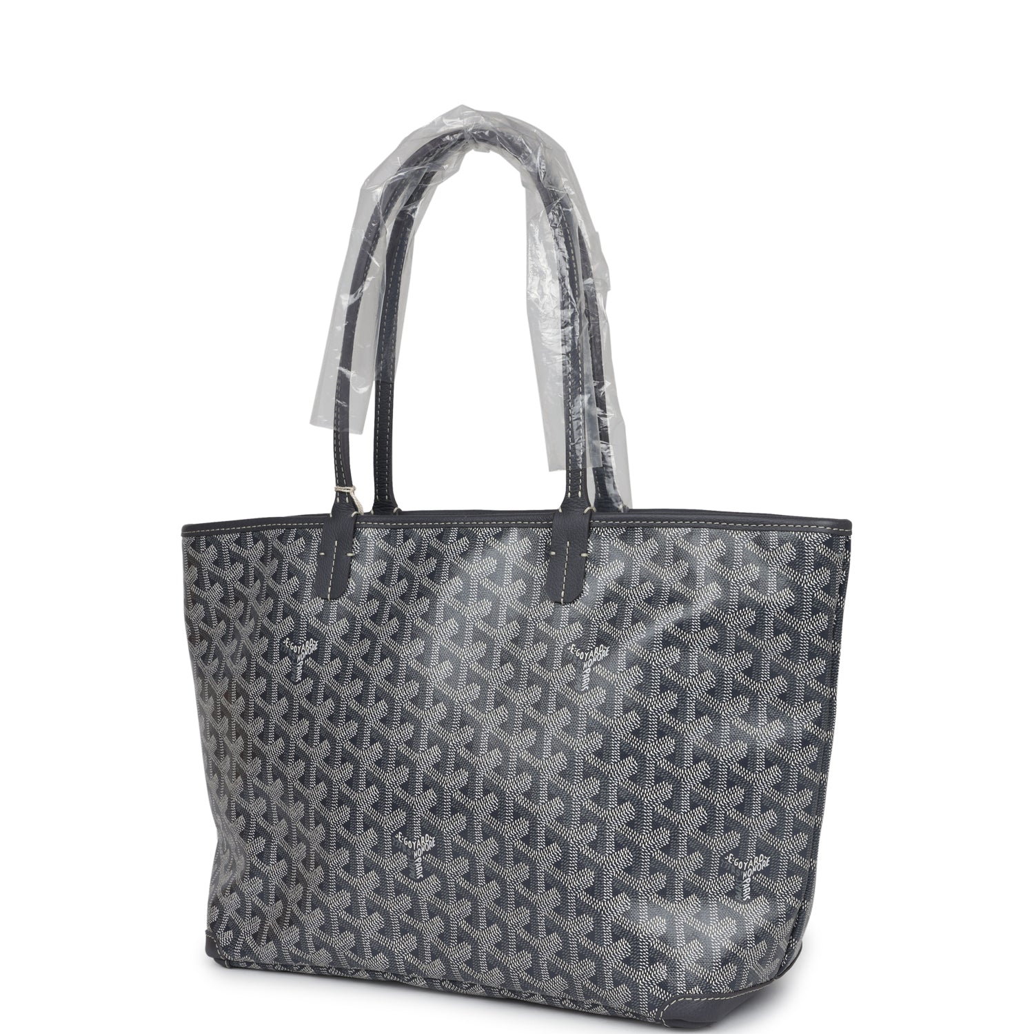 Goyard Goyardine Artois Tote PM Grey Canvas & Chevroches Calfskin Pall