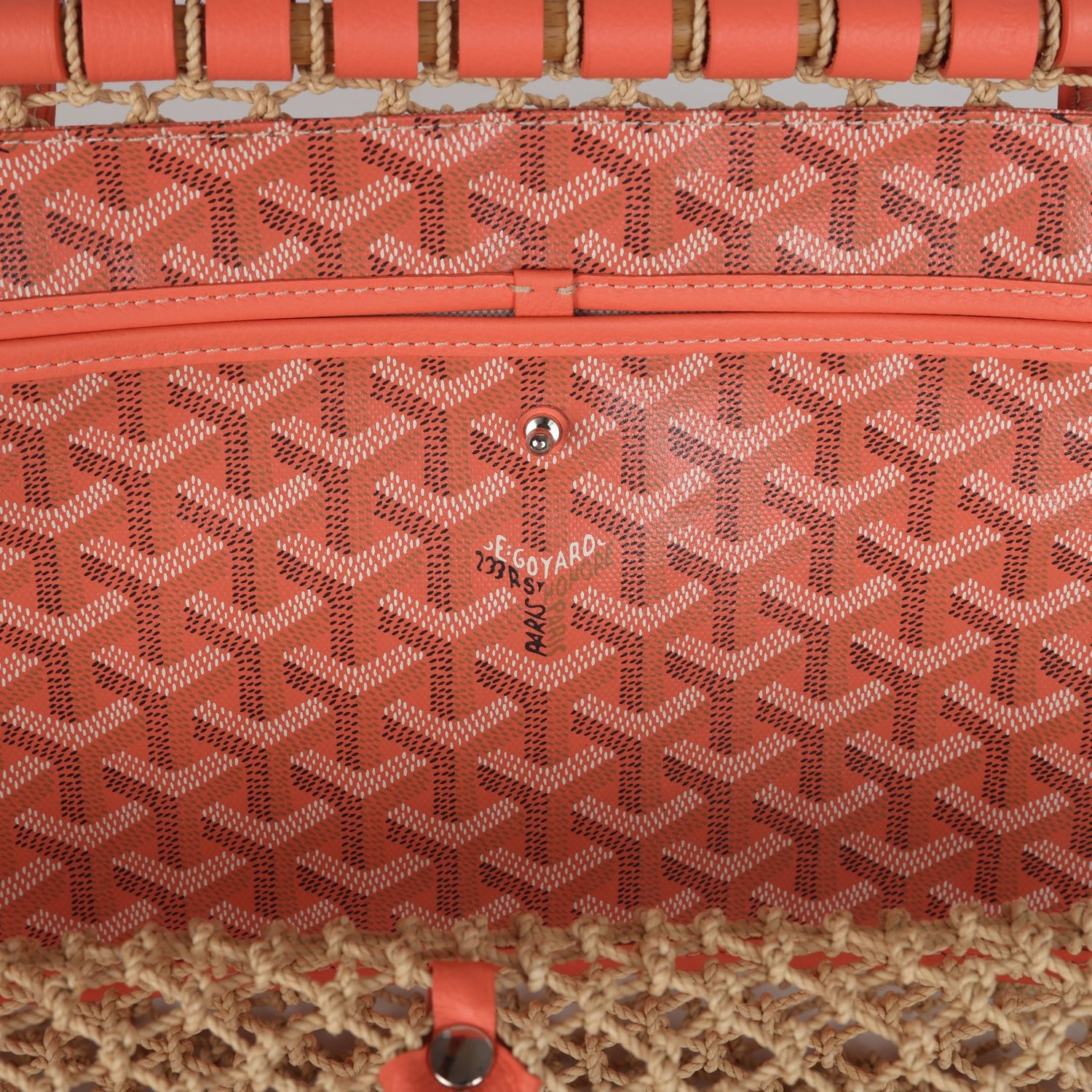 Goyard Aligre Bag Raffia Net with Coral Coated Canvas and Decize Tauri