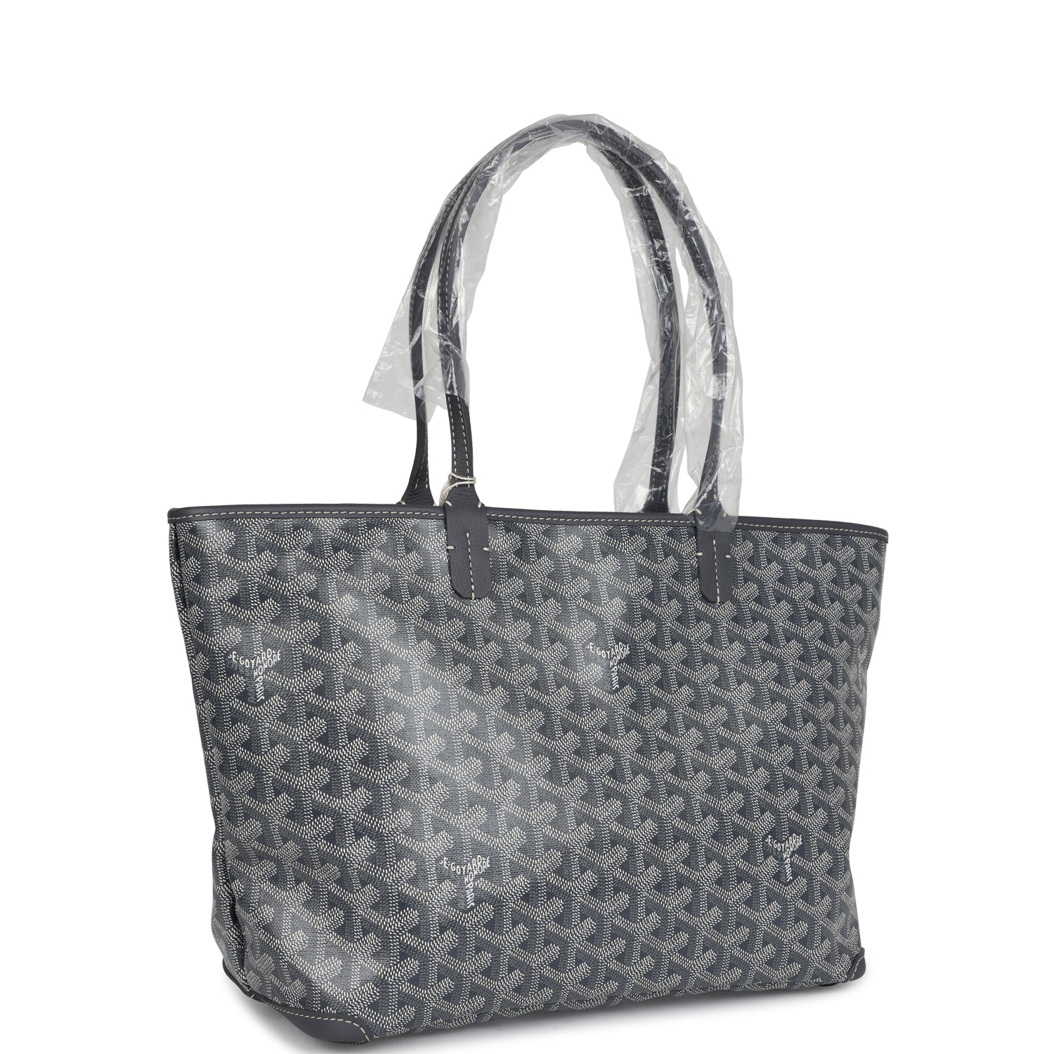 Goyard Goyardine Artois Tote PM Grey Canvas & Chevroches Calfskin Pall