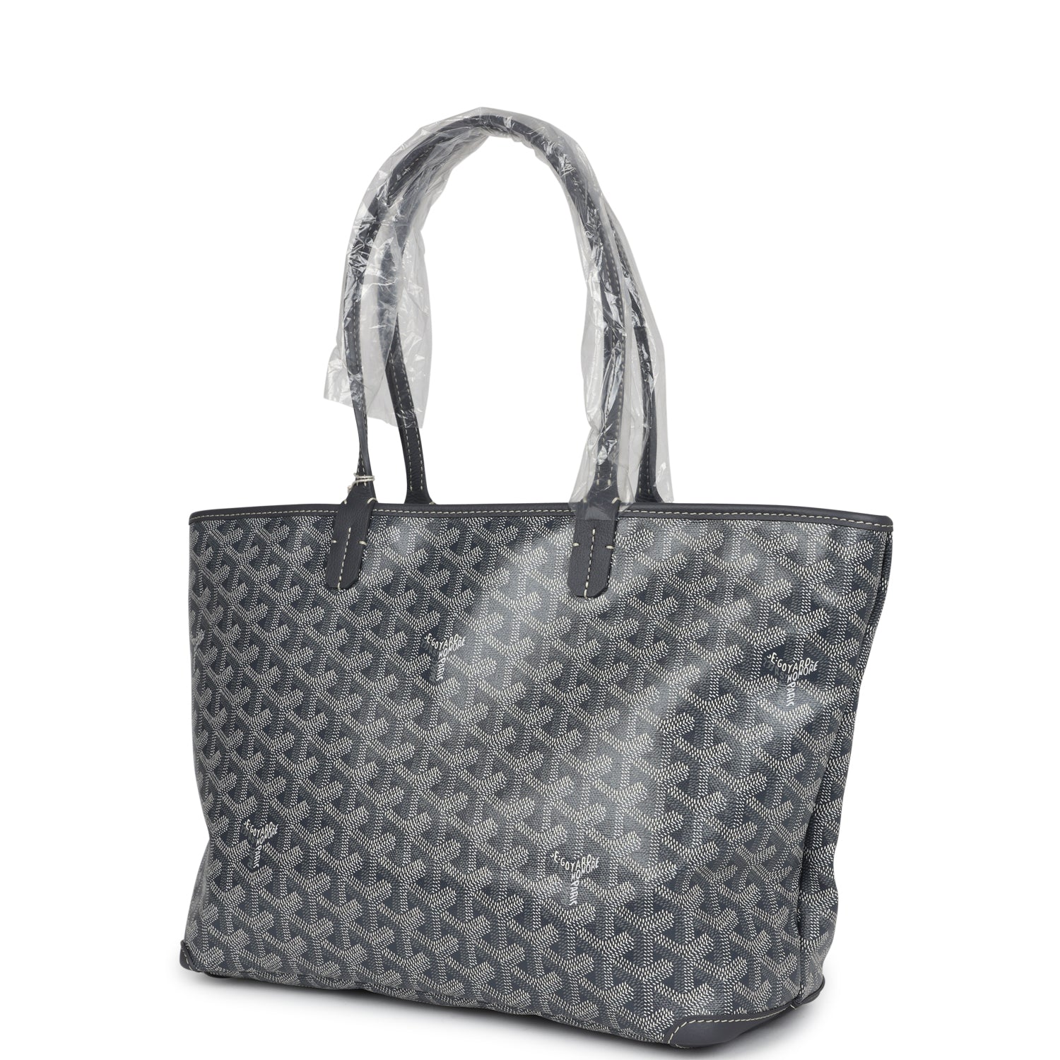 Goyard Goyardine Artois Tote PM Grey Canvas & Chevroches Calfskin Pall