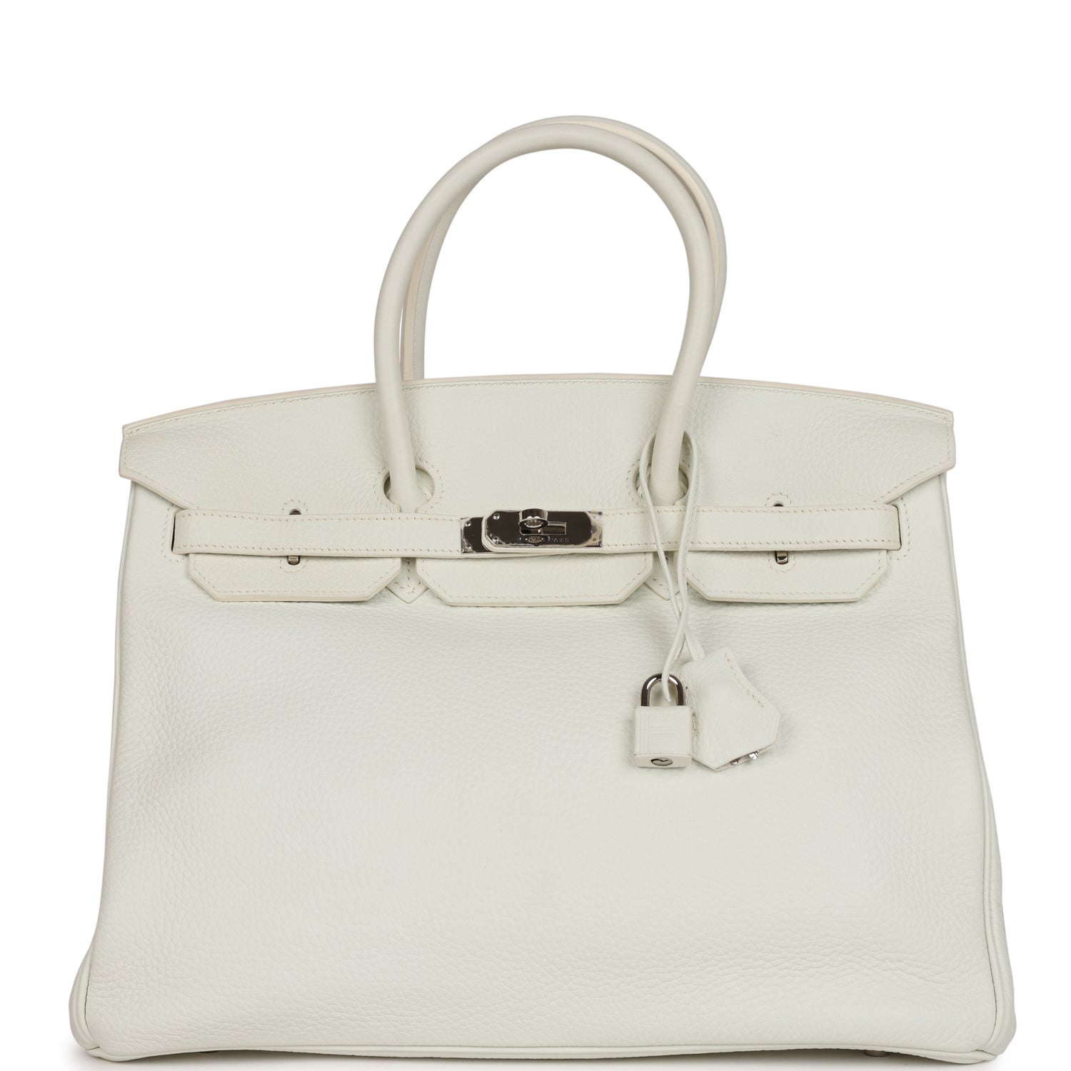 Pre-owned Hermes Birkin 35 White Clemence Palladium Hardware