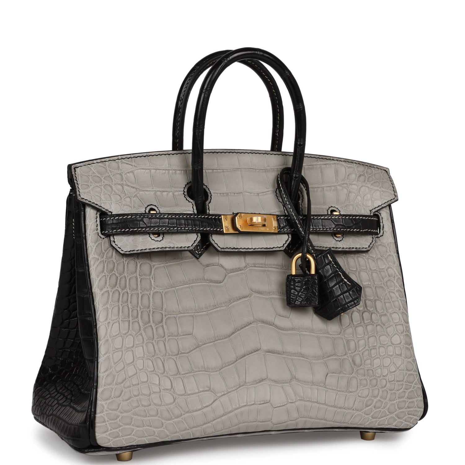 Hermes Special Order (HSS) Birkin 25 Gris Perle and Black Matte Alliga