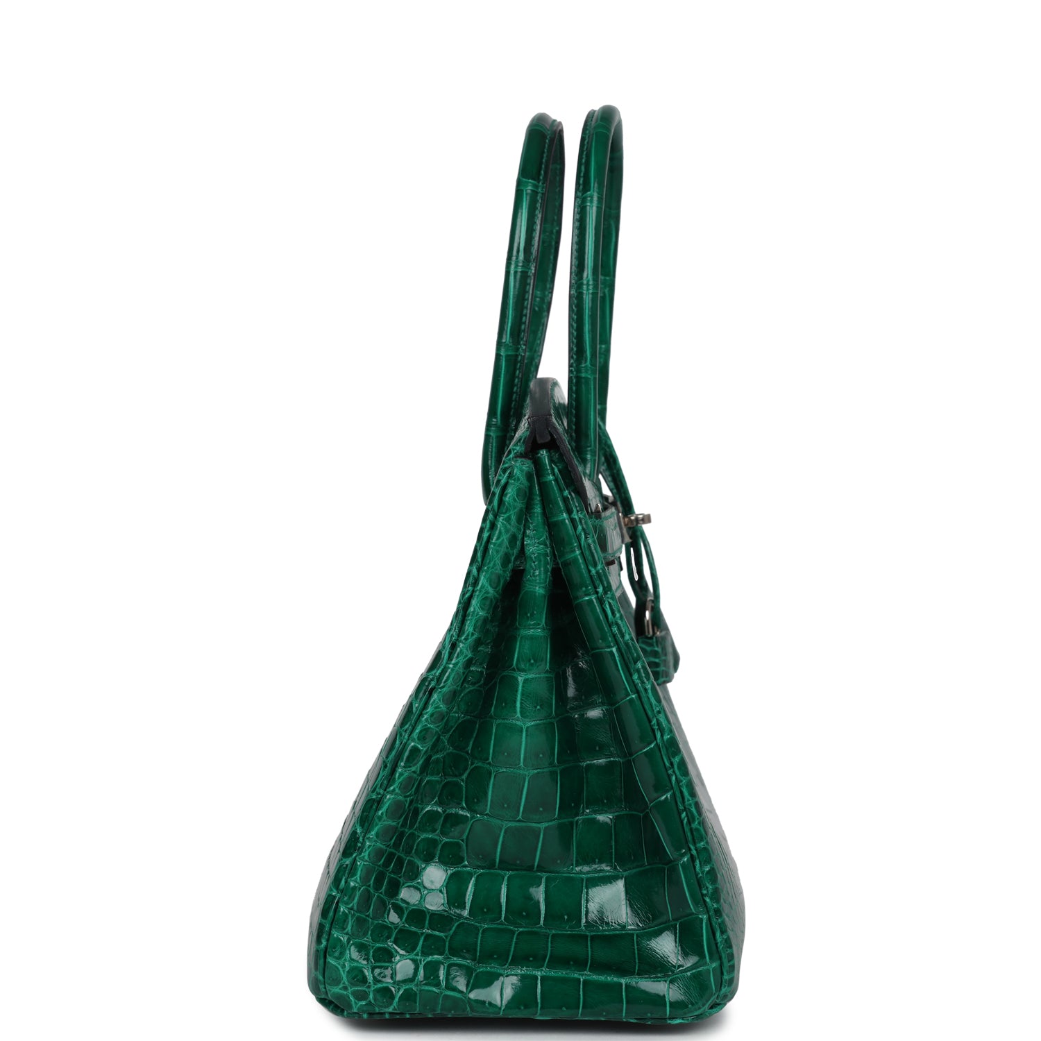 Pre-owned Hermes Birkin 30 Emerald Shiny Niloticus Crocodile Palladium