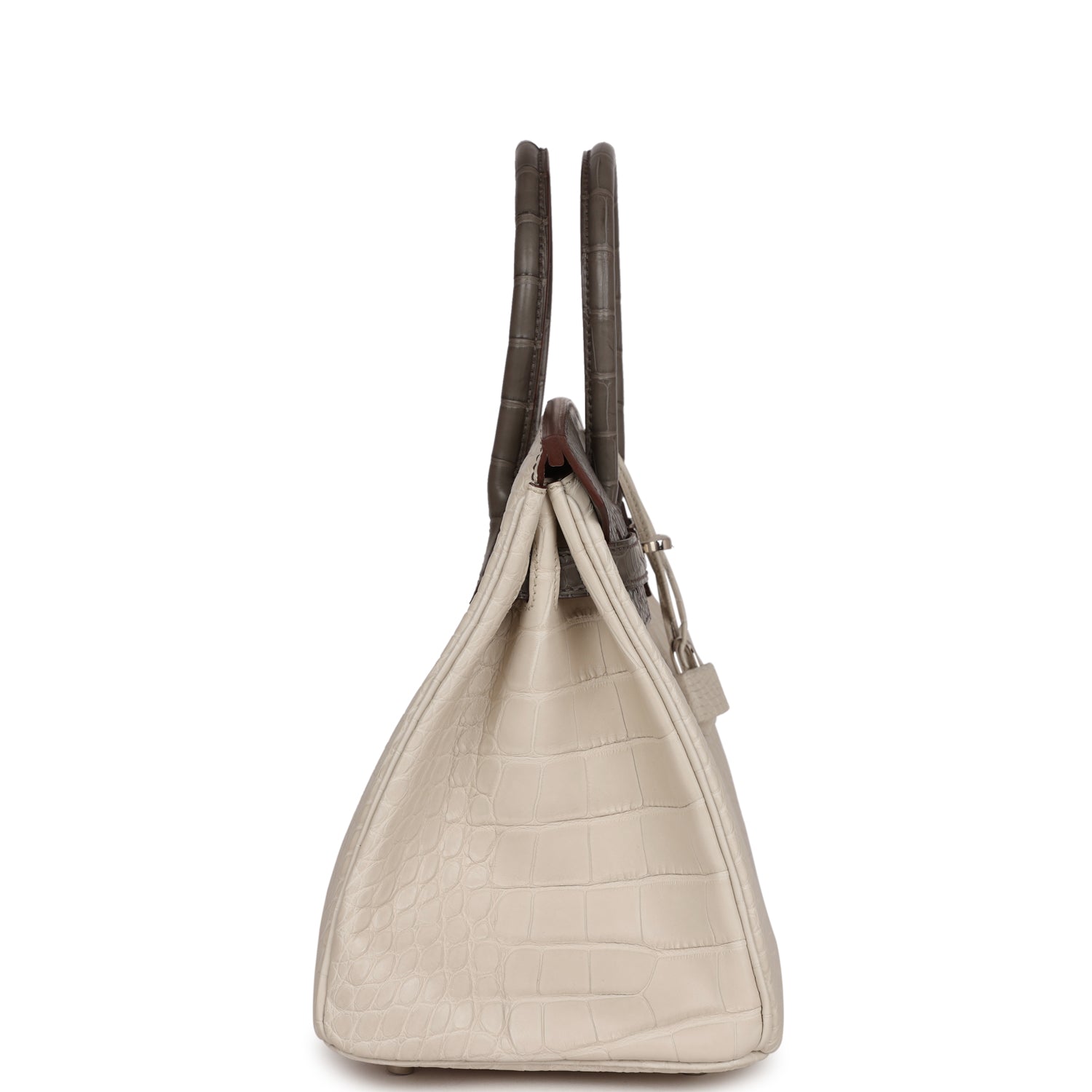Hermes Bi-color Birkin 30 Beton and Etain Matte Alligator Palladium Ha