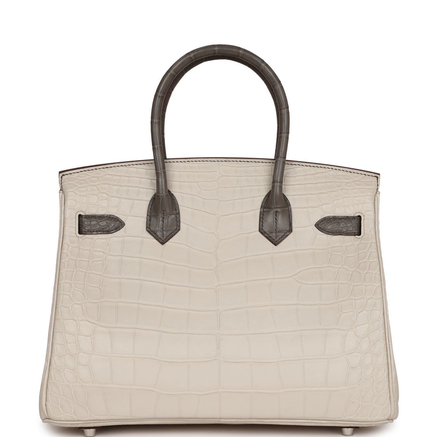Hermes Bi-color Birkin 30 Beton and Etain Matte Alligator Palladium Ha