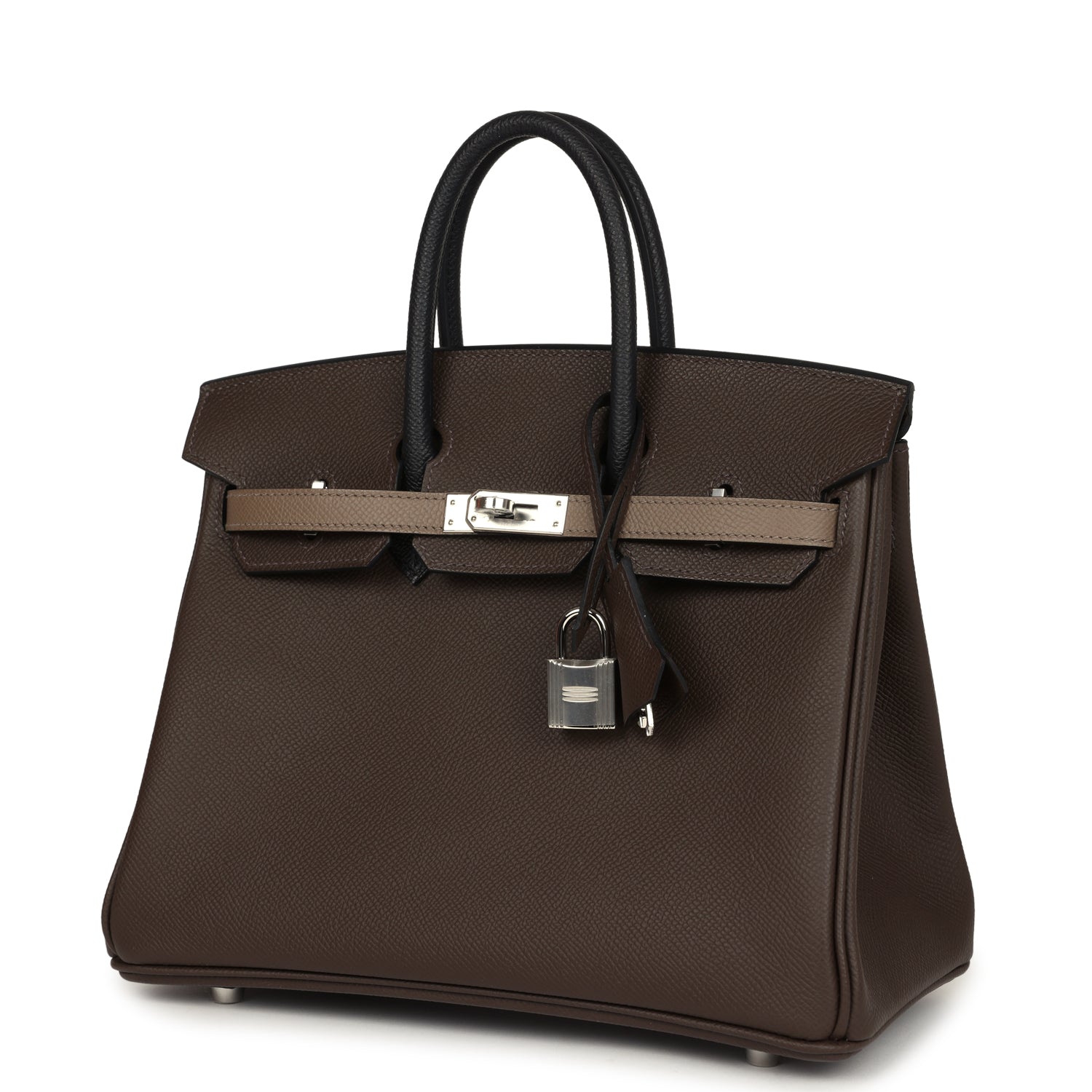 Hermes Birkin 25 Tri-color Ecorce, Etoupe and Black Epsom Palladium Ha