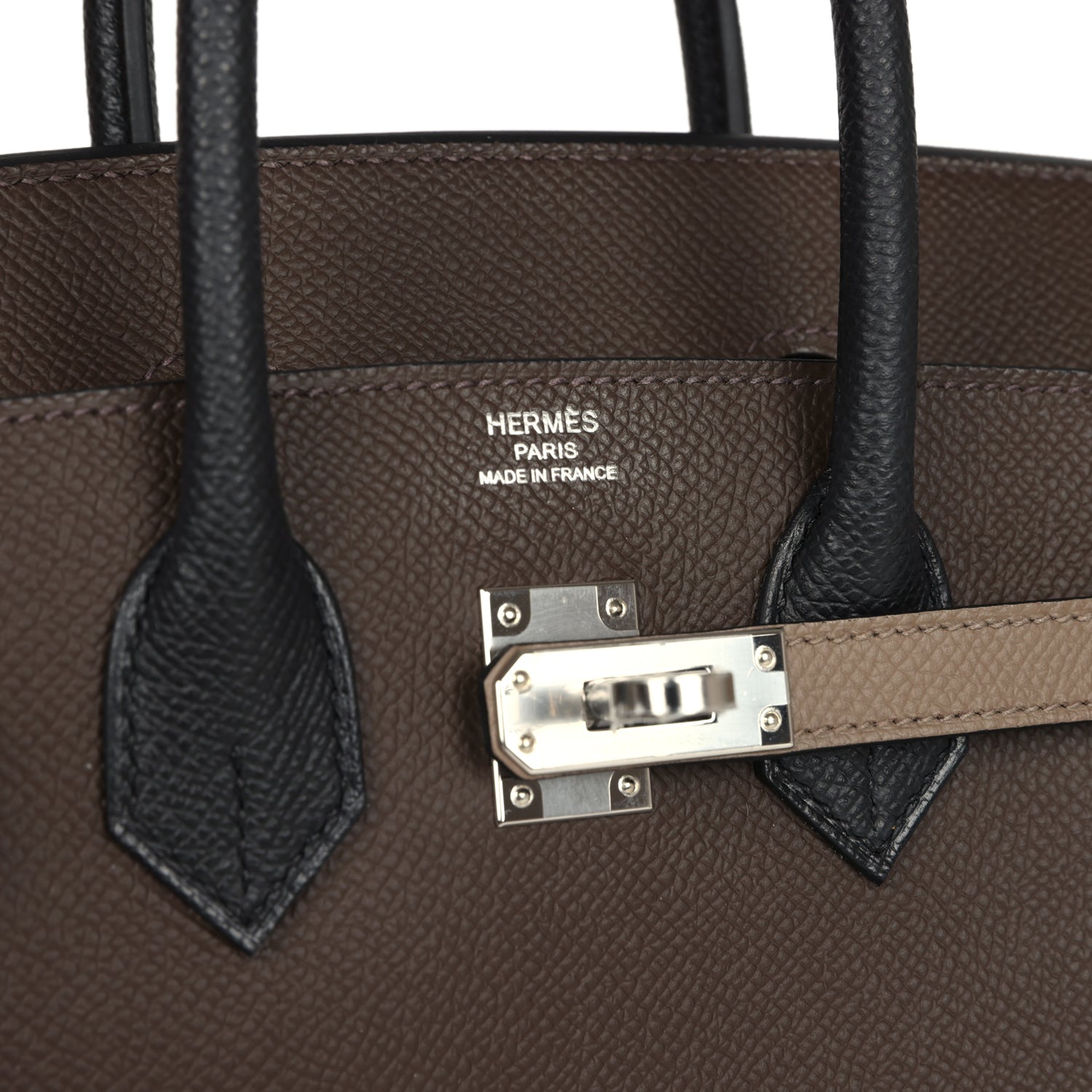 Hermes Birkin 25 Tri-color Ecorce, Etoupe and Black Epsom Palladium Ha