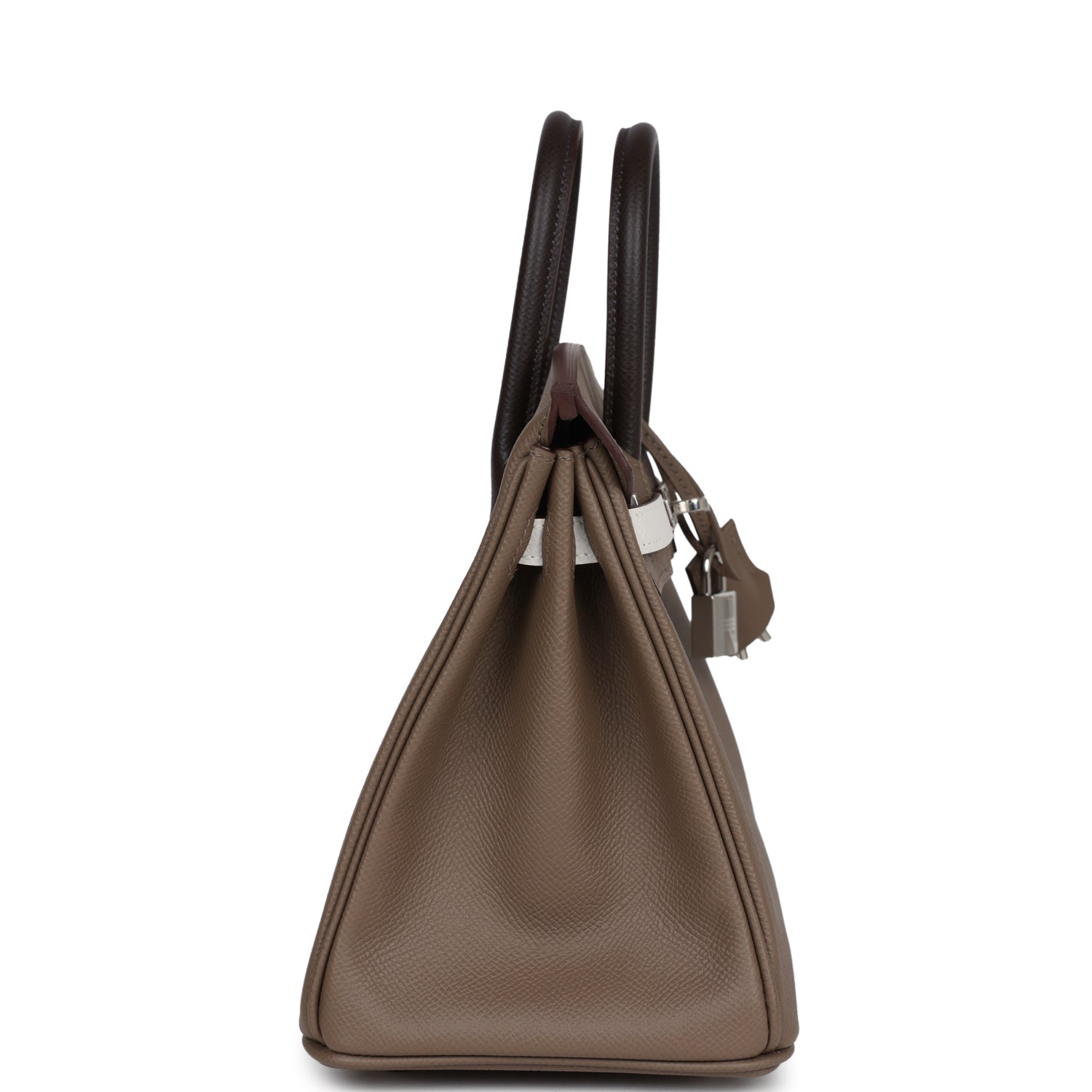 Hermes Birkin 25 Tri-color Etoupe, Ebene and Gris Pale Epsom Palladium