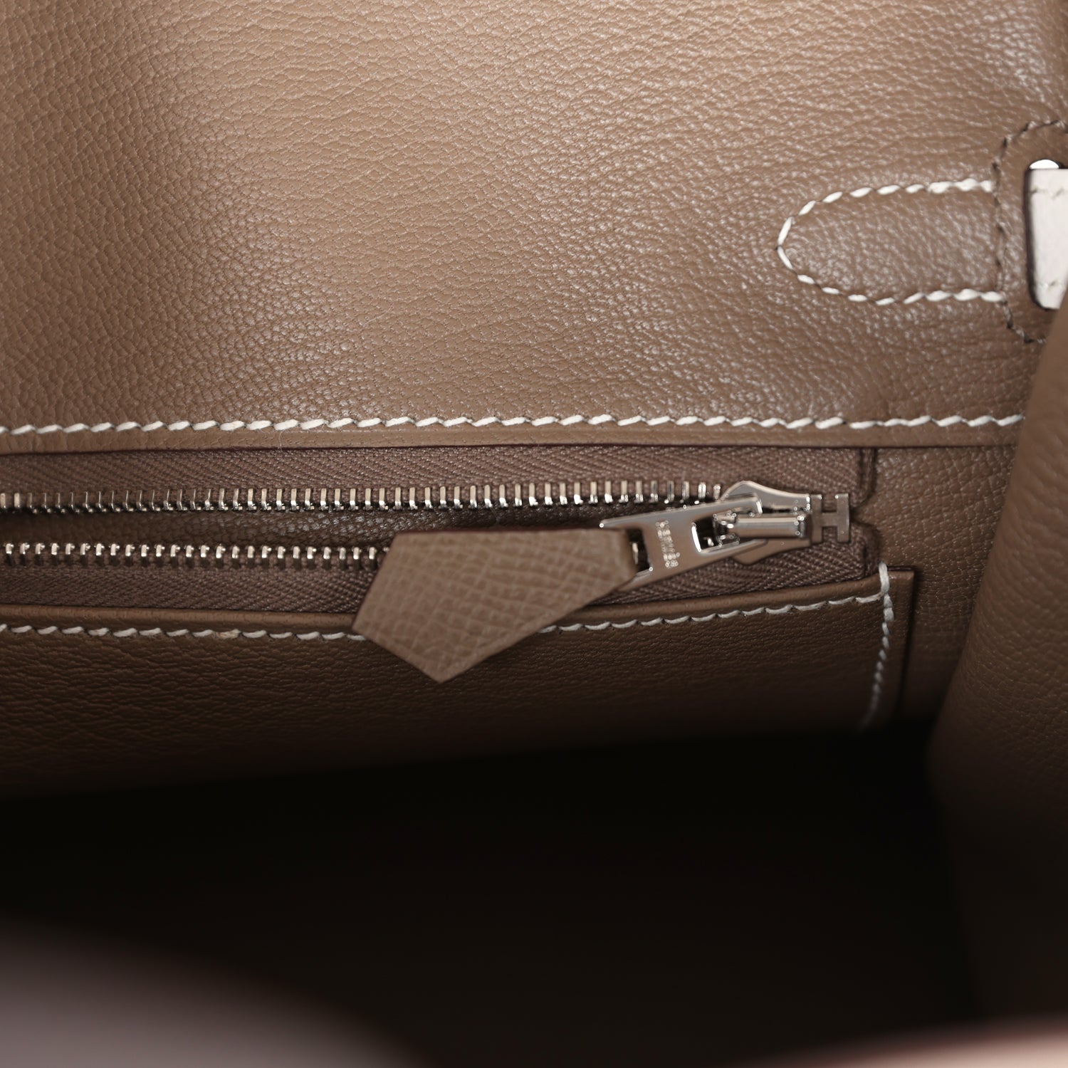 Hermes Birkin 25 Tri-color Etoupe, Ebene and Gris Pale Epsom Palladium