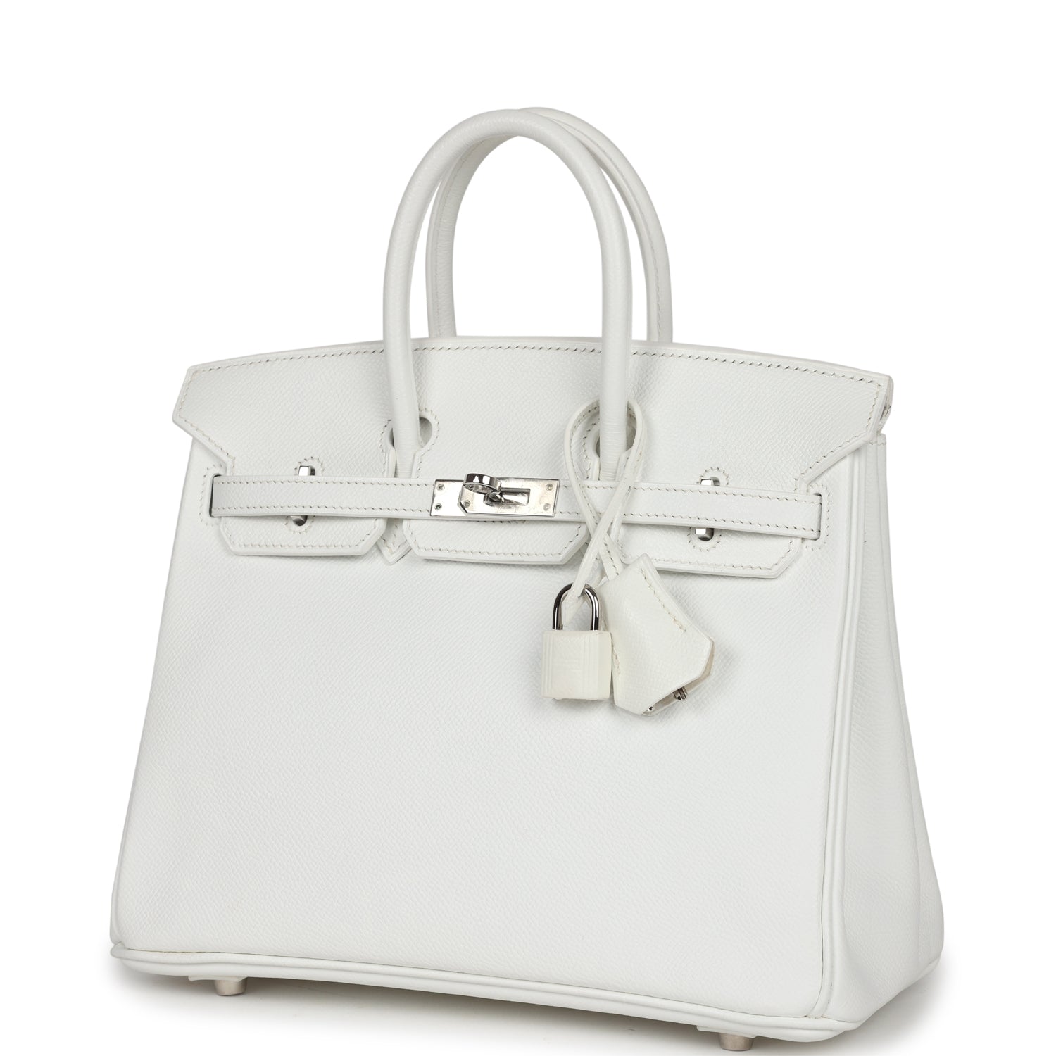 Pre-owned Hermes Birkin 25 White Epsom Palladium Hardware