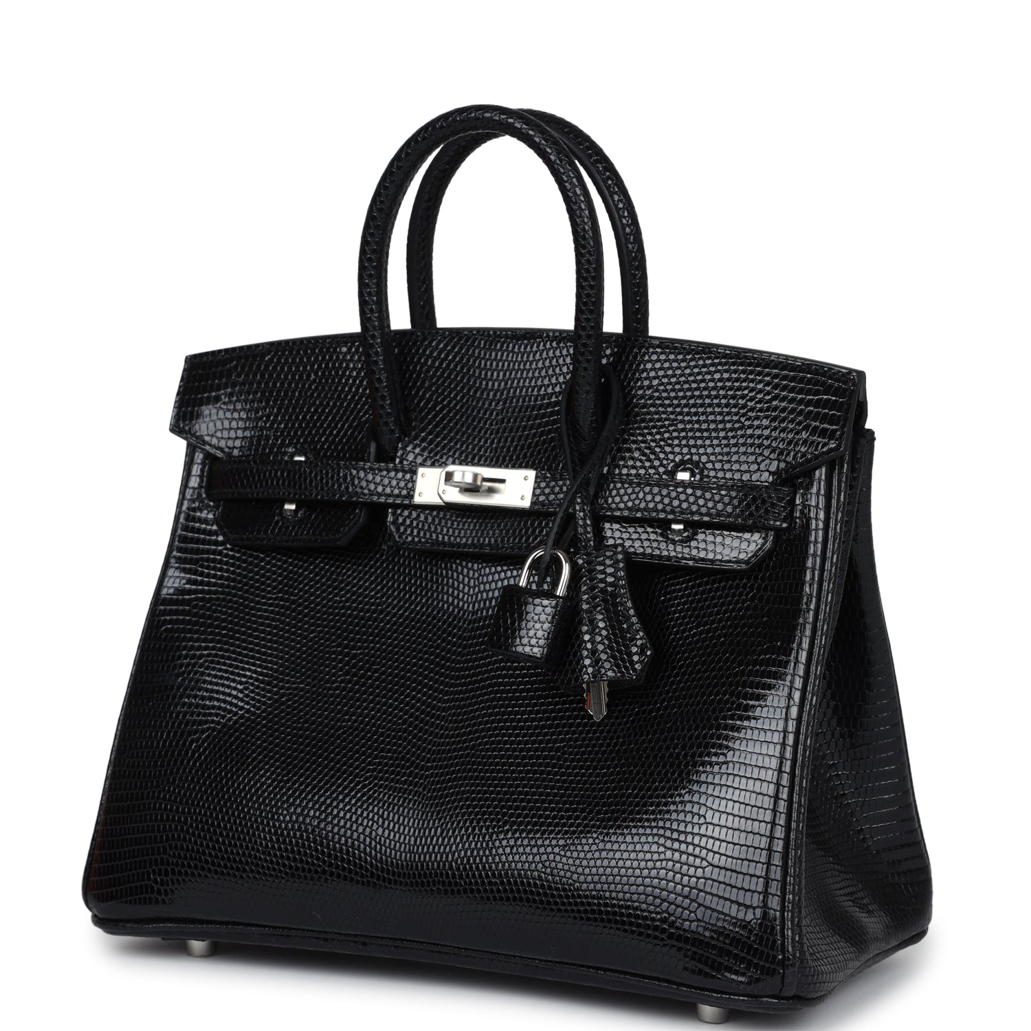 Hermes Birkin 25 Black Shiny Varanus Niloticus Lizard Palladium Hardwa