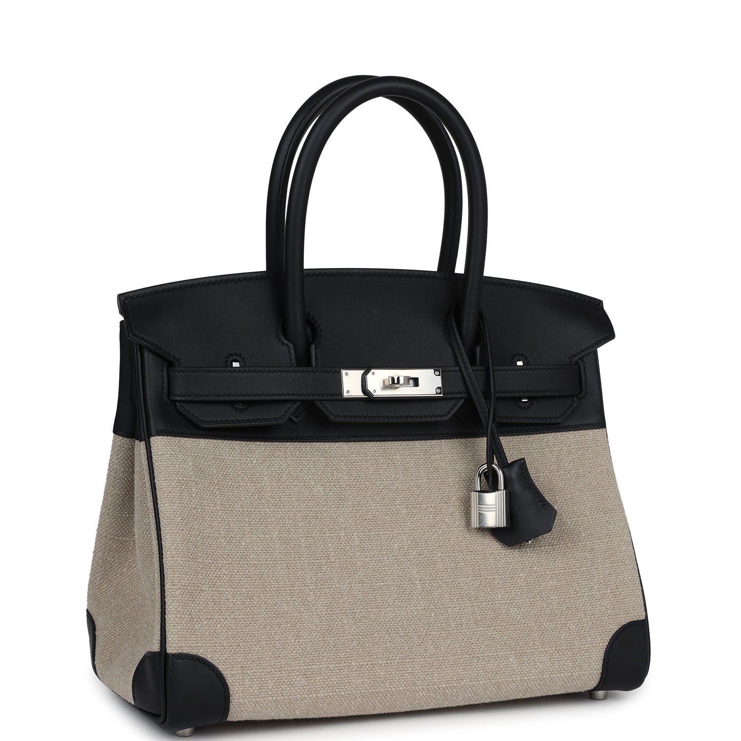 Hermes Birkin 30 Bivouac Ficelle Canvas and Black Swift Palladium Hard