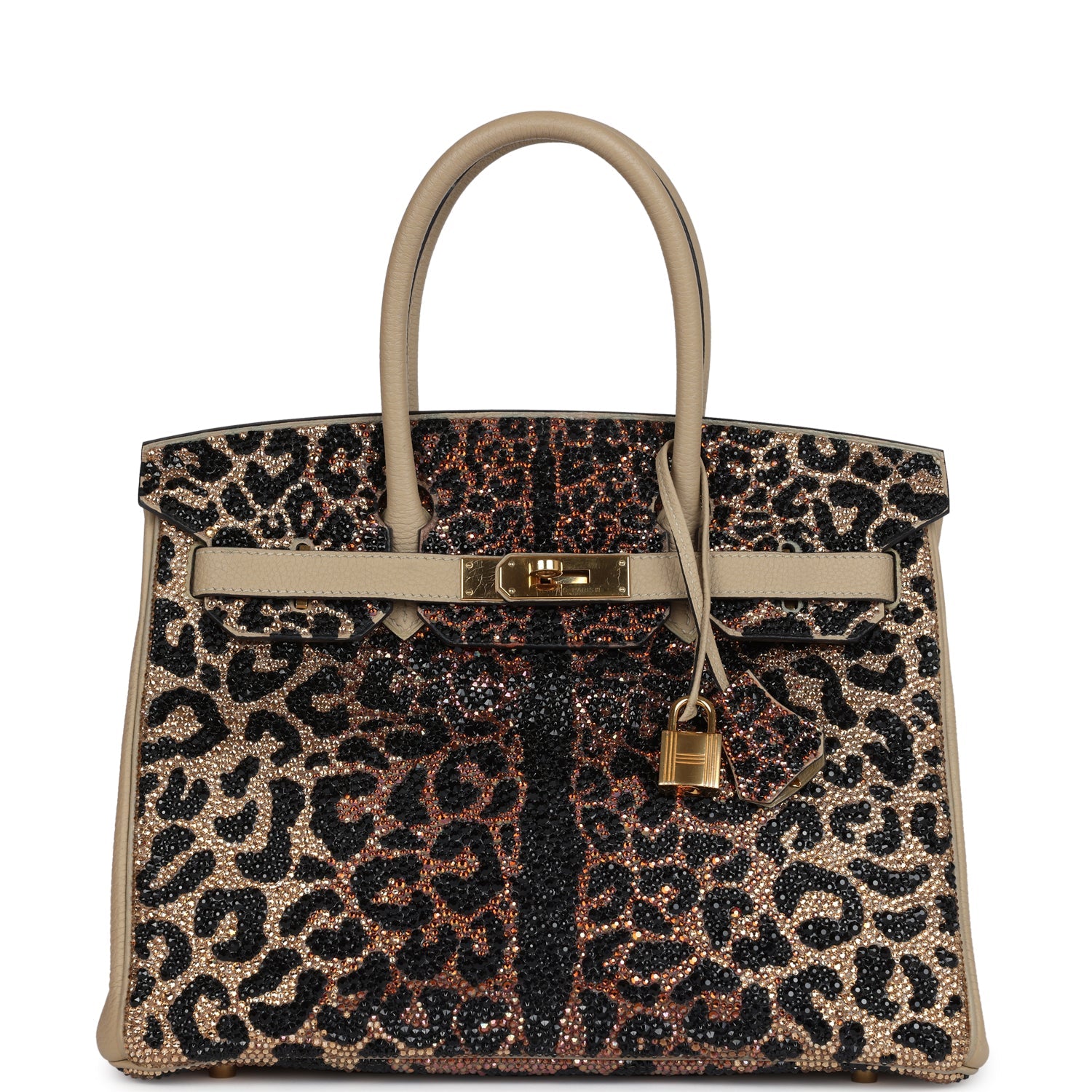 Custom Leopard Swarovski Crystal Hermes Birkin 30 Trench Togo Gold Har