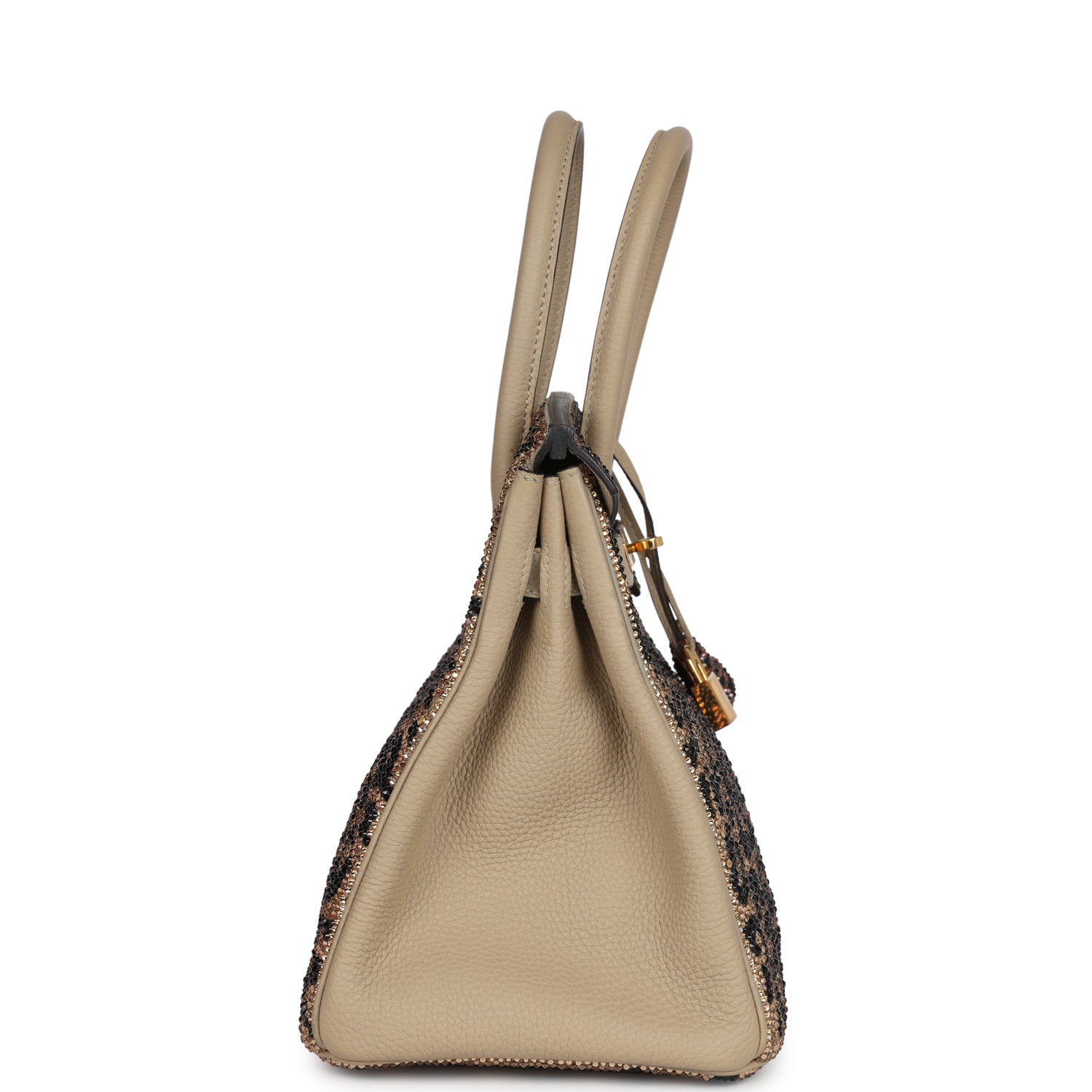 Custom Leopard Swarovski Crystal Hermes Birkin 30 Trench Togo Gold Har