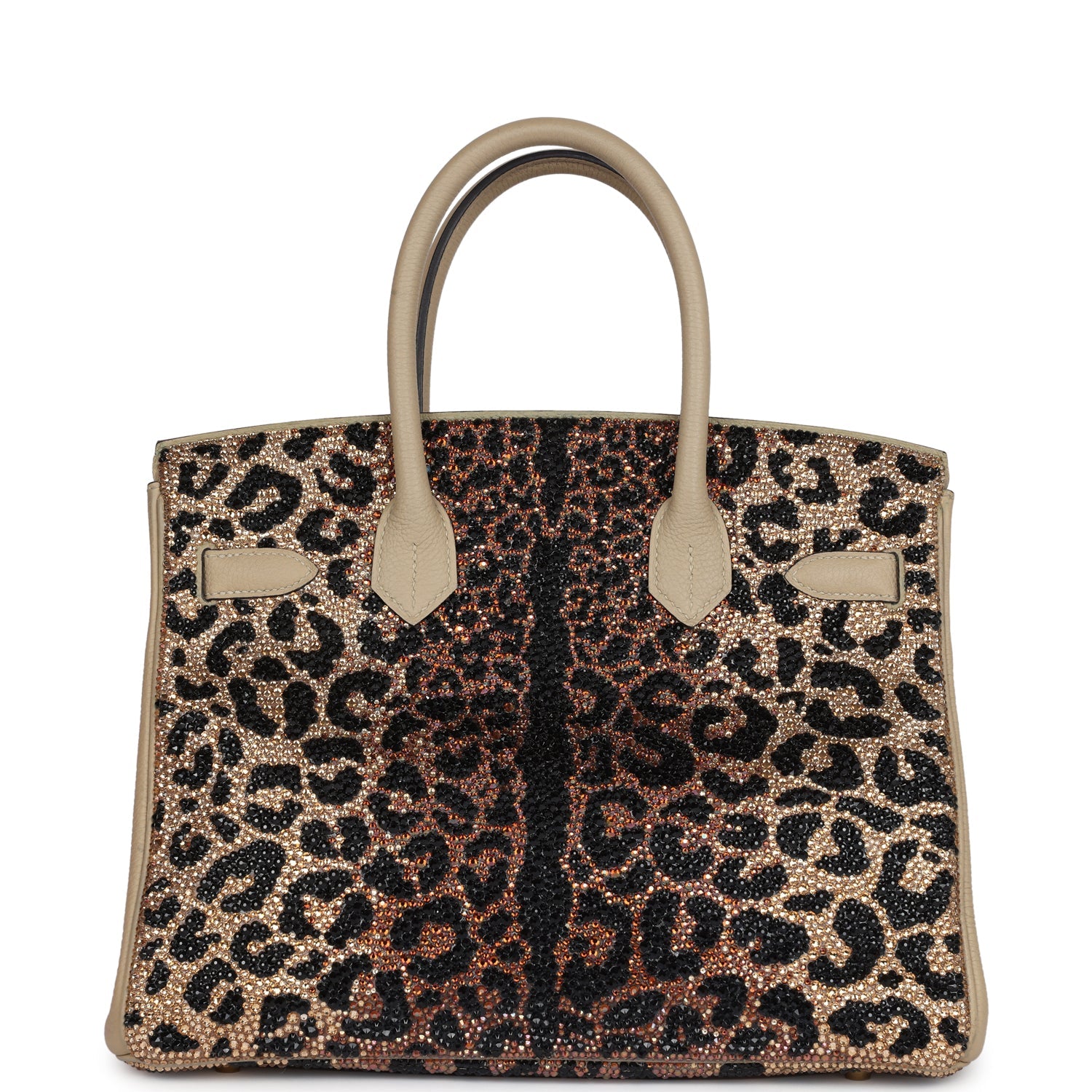 Custom Leopard Swarovski Crystal Hermes Birkin 30 Trench Togo Gold Har