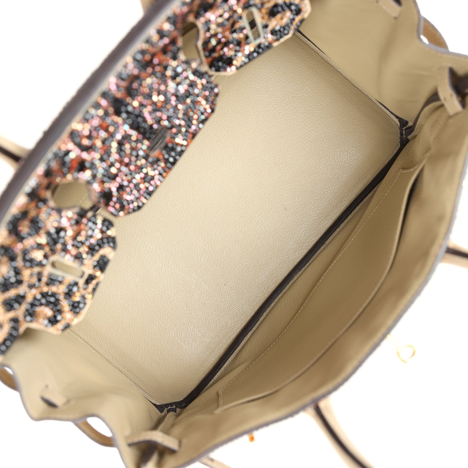 Custom Leopard Swarovski Crystal Hermes Birkin 30 Trench Togo Gold Har