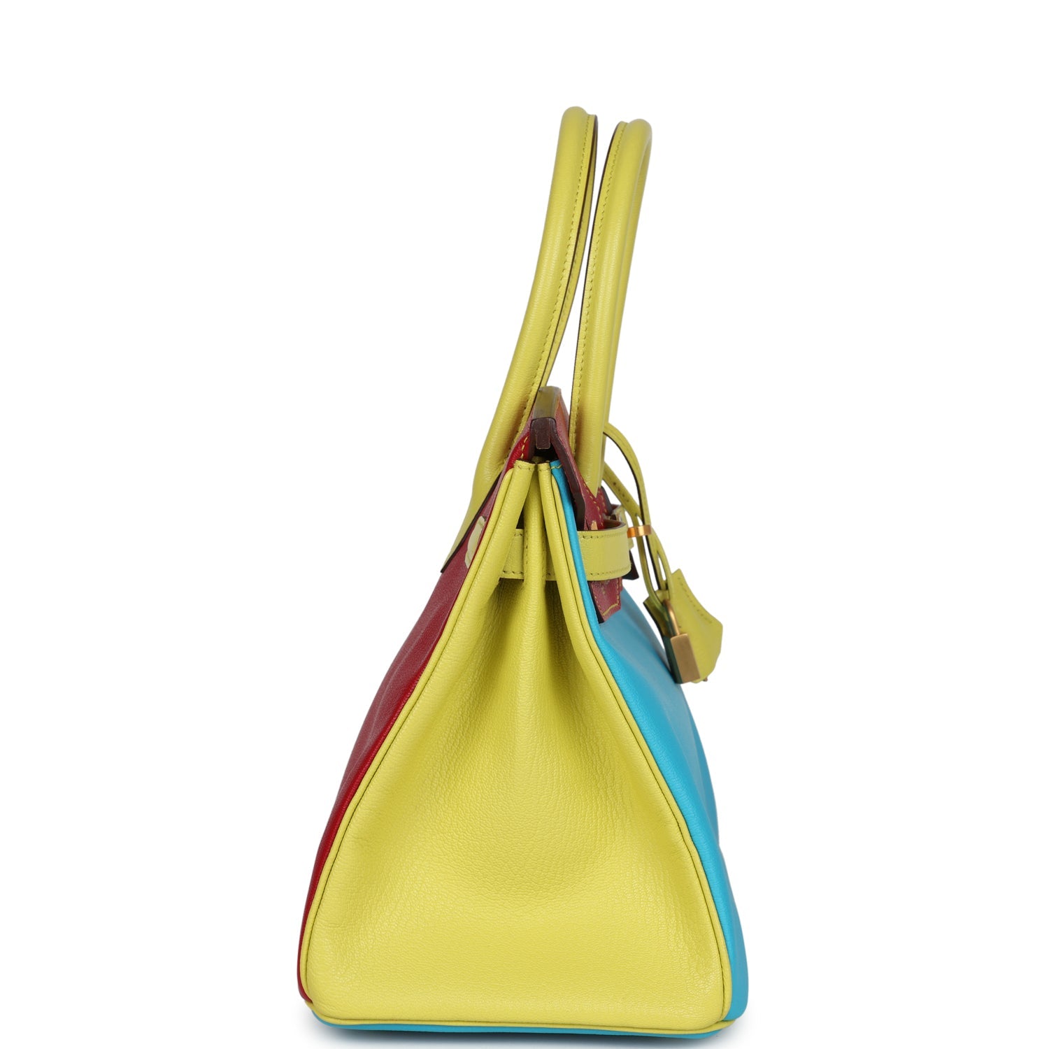 Hermes Special Order (HSS) Tri-color Birkin 30 Bleu Aztec, Soufre and