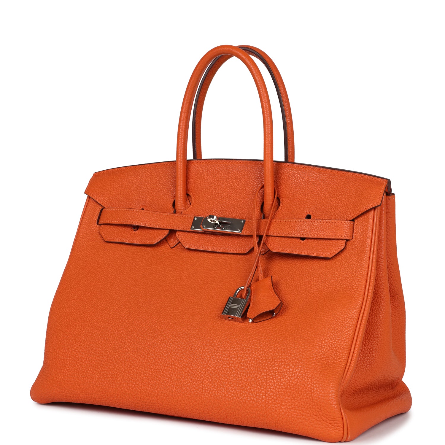 Pre-owned Hermes Birkin 35 Orange H Togo Palladium Hardware