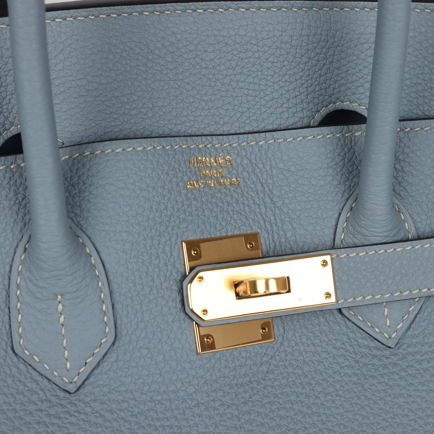 Pre-owned Hermes Birkin 35 Bleu Lin Togo Gold Hardware