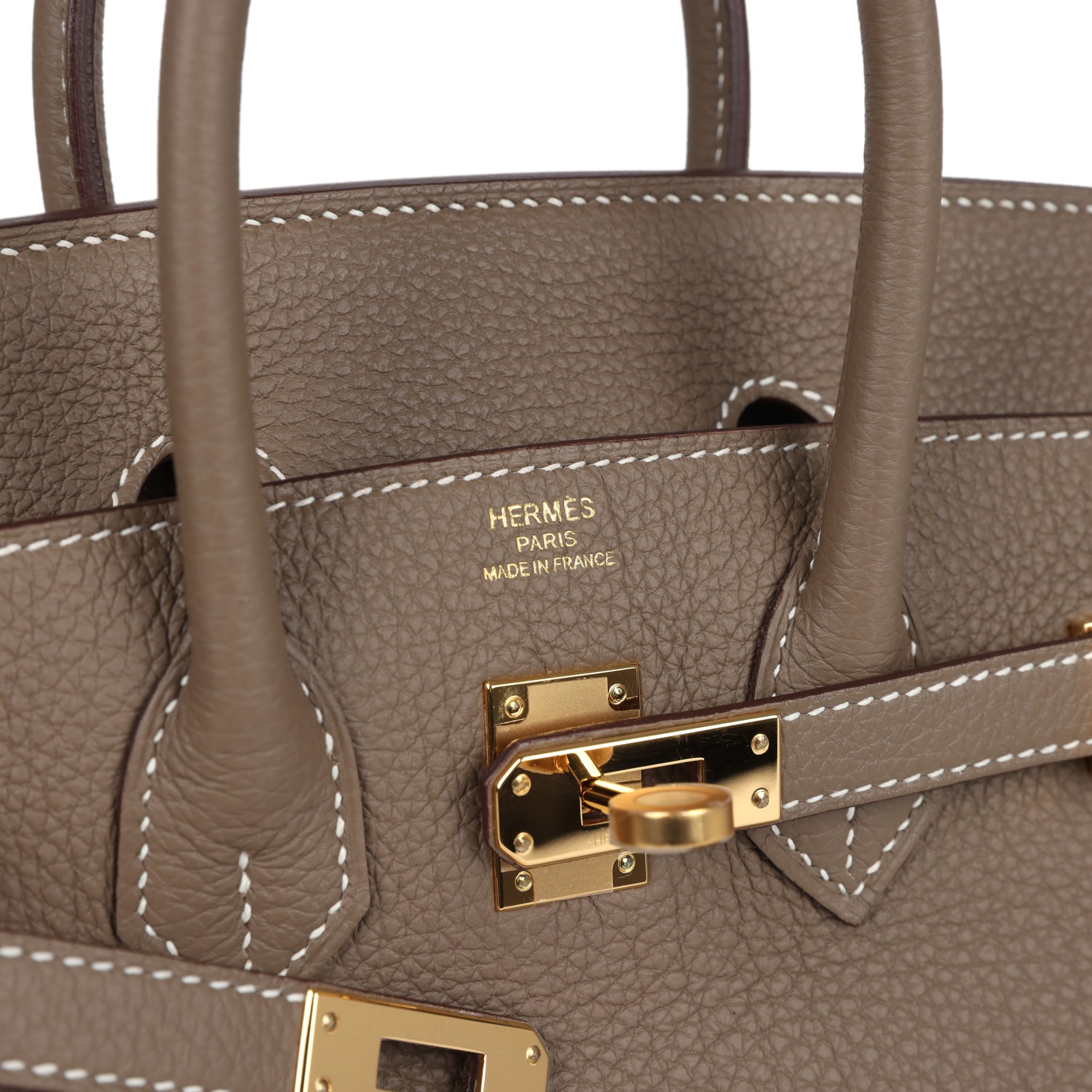 Pre-owned Hermes Birkin 25 Etoupe Togo Gold Hardware