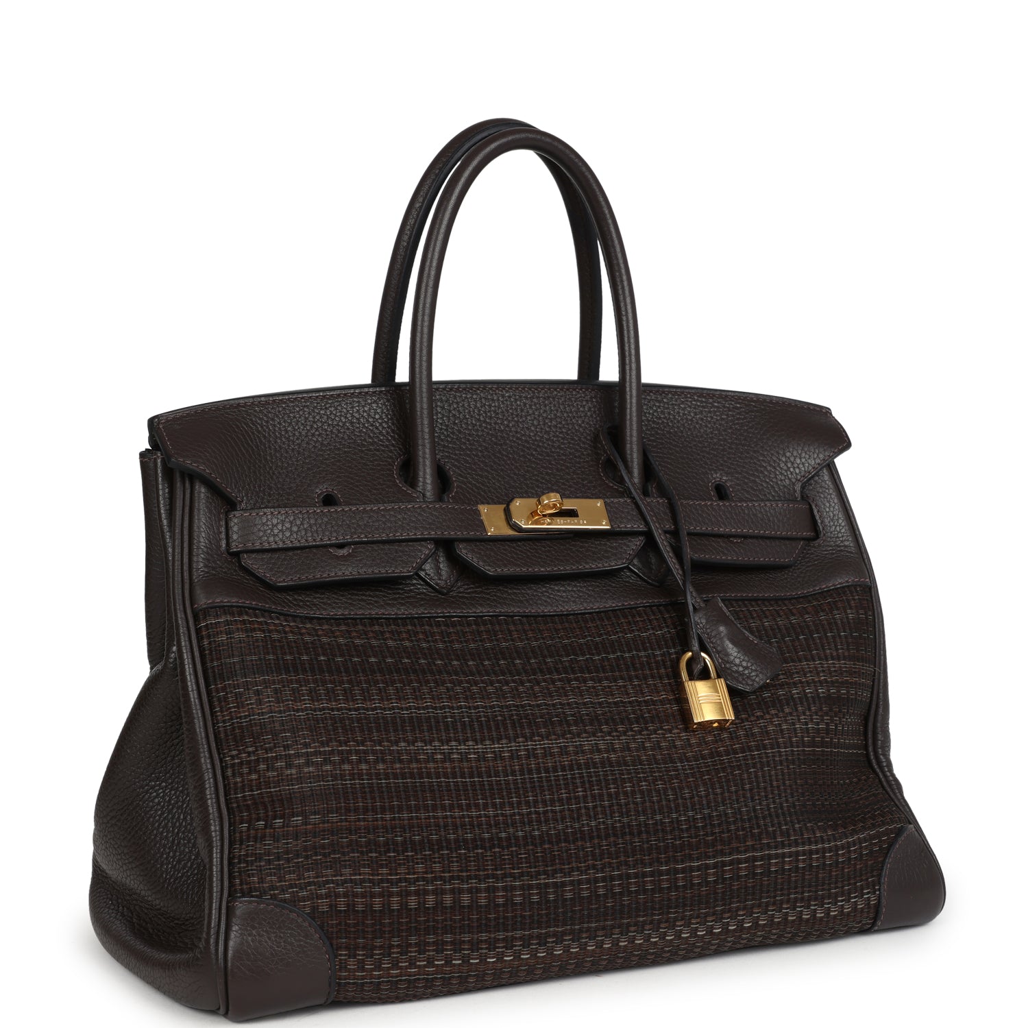 Pre-owned Hermes Birkin 35 Chocolate Clemence and Crinoline Gold Hardw