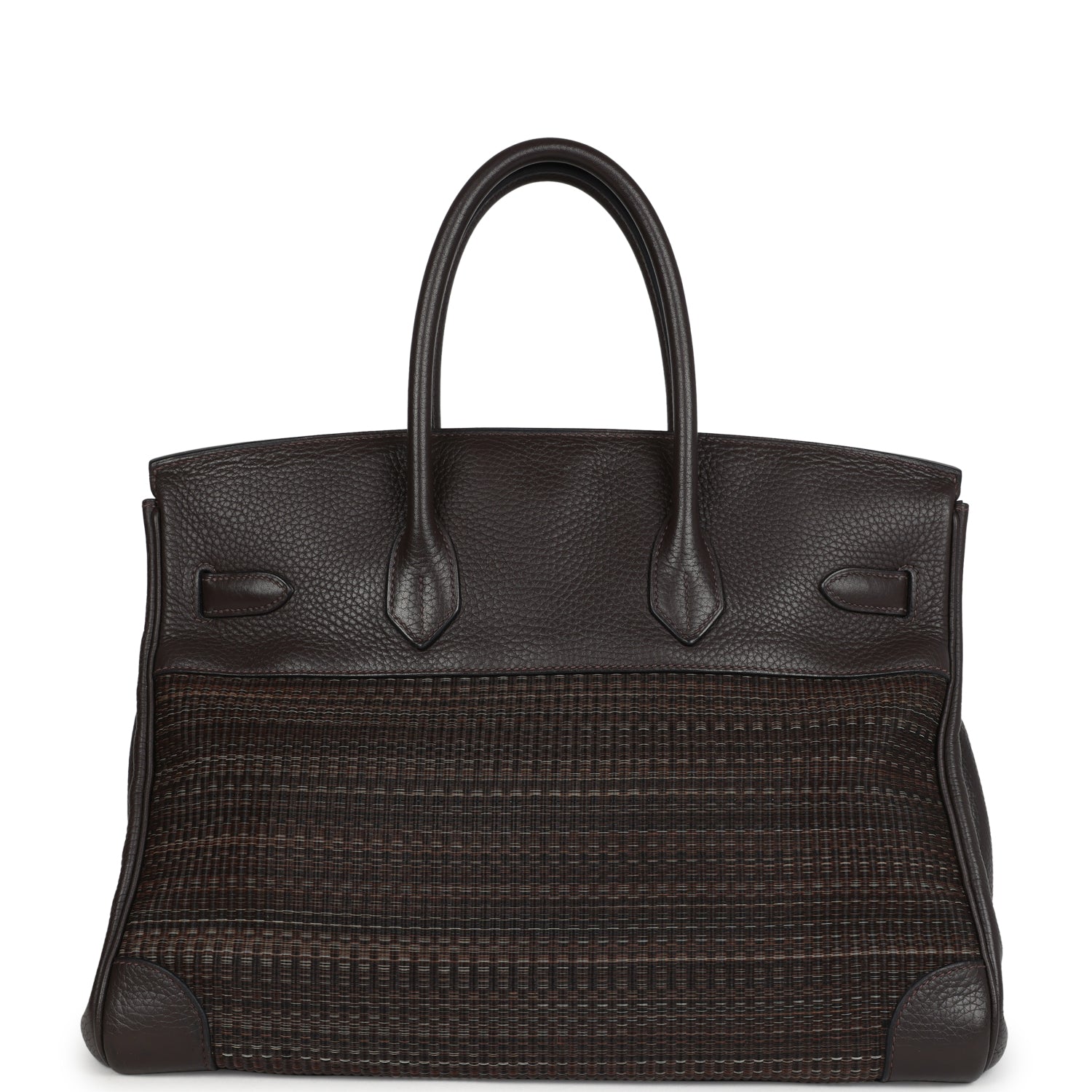 Pre-owned Hermes Birkin 35 Chocolate Clemence and Crinoline Gold Hardw