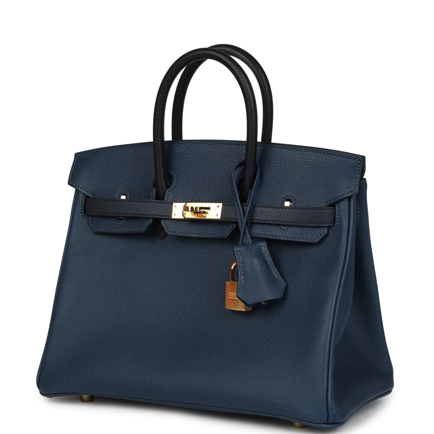 Pre-owned Hermes Birkin 25 Tri-color Bleu De Prusse, Bleu Indigo and B