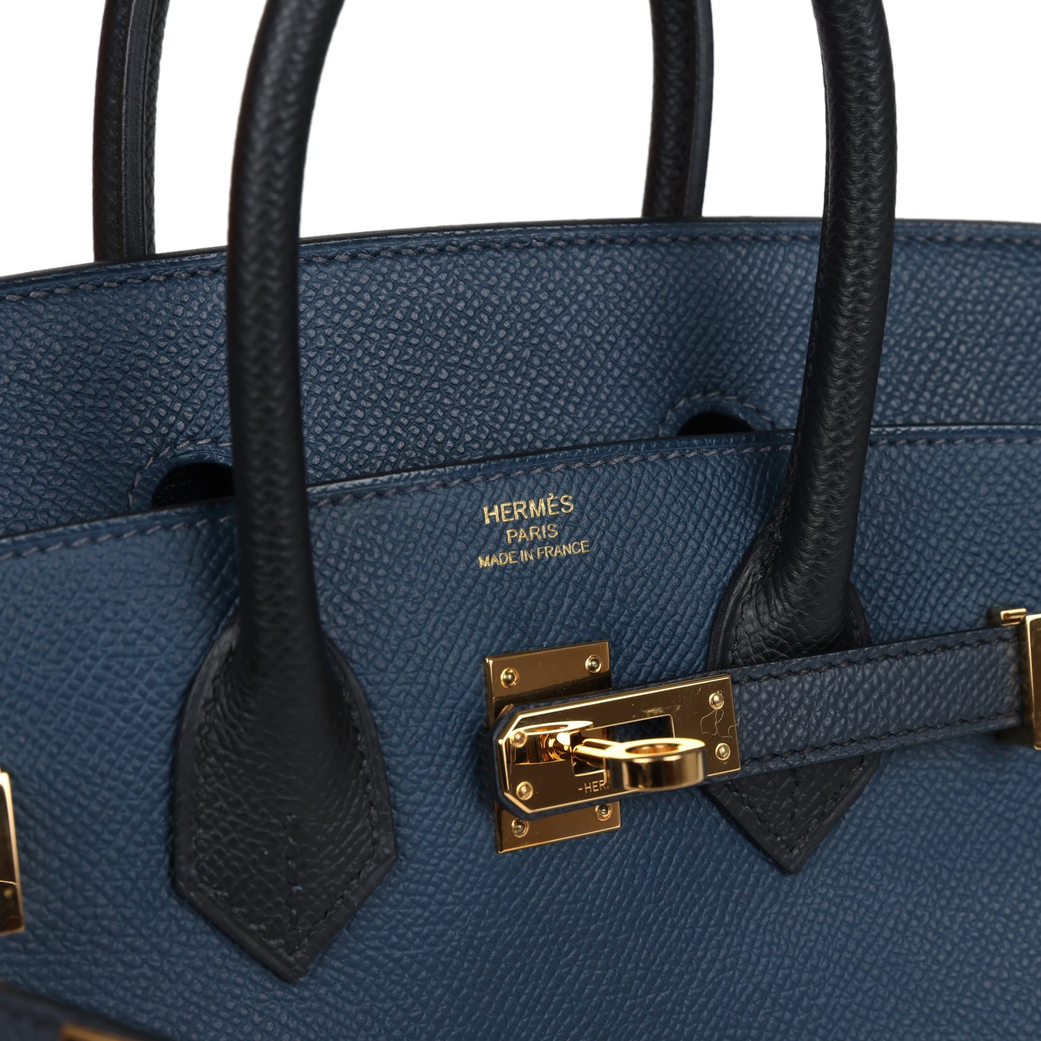 Pre-owned Hermes Birkin 25 Tri-color Bleu De Prusse, Bleu Indigo and B