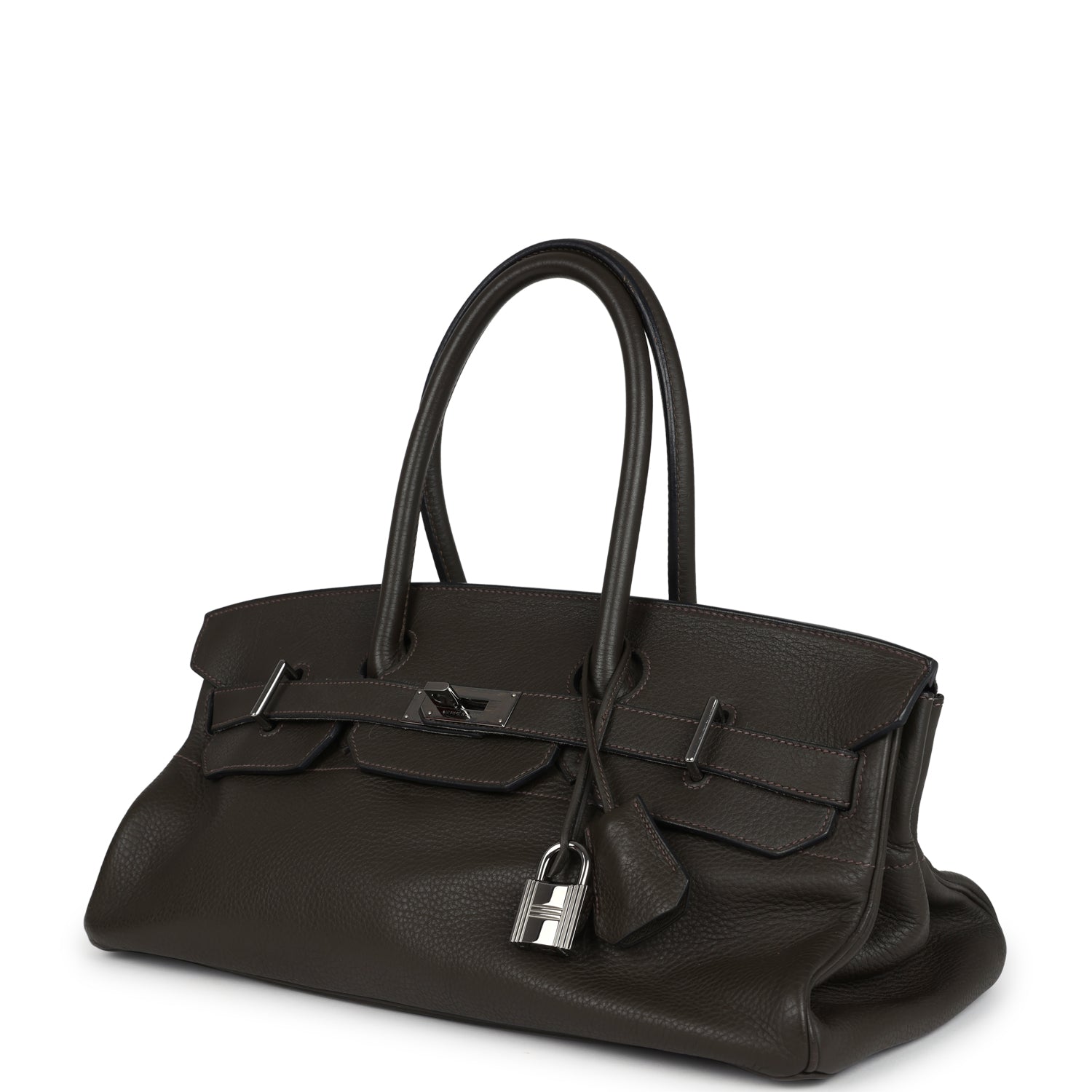 Vintage Hermes Shoulder Birkin 42 JPG Vert Olive Clemence Palladium Ha