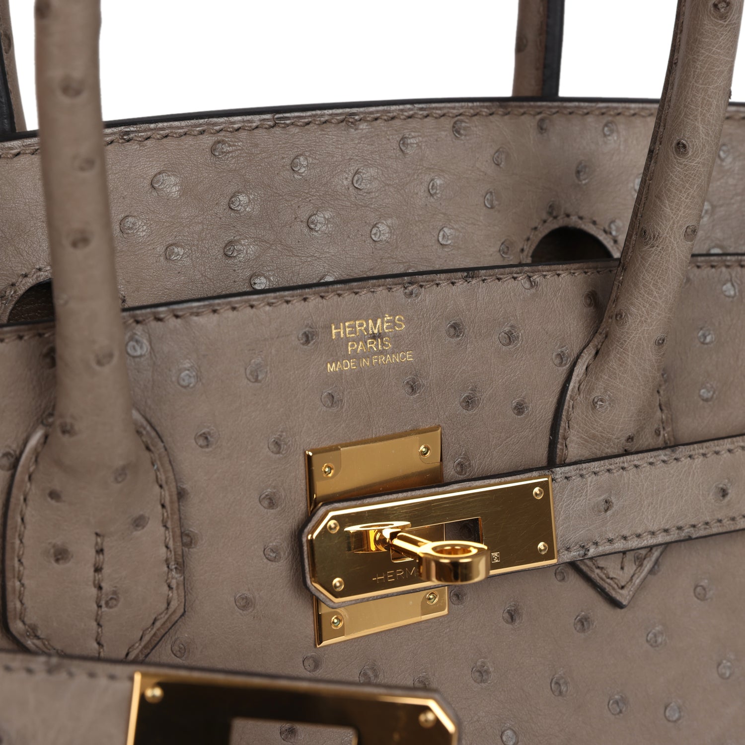Pre-owned Hermes Birkin 30 Gris Asphalte Ostrich Gold Hardware