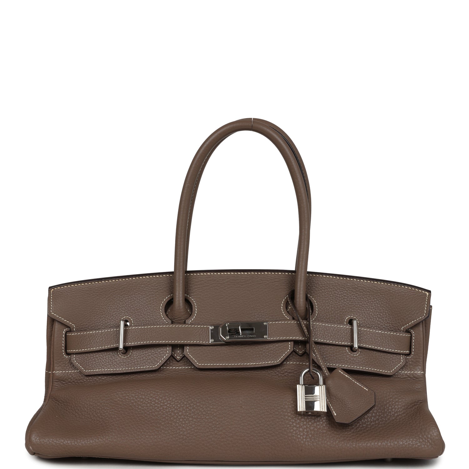 Vintage Hermes Shoulder Birkin 42 JPG Etoupe Clemence Palladium Hardwa