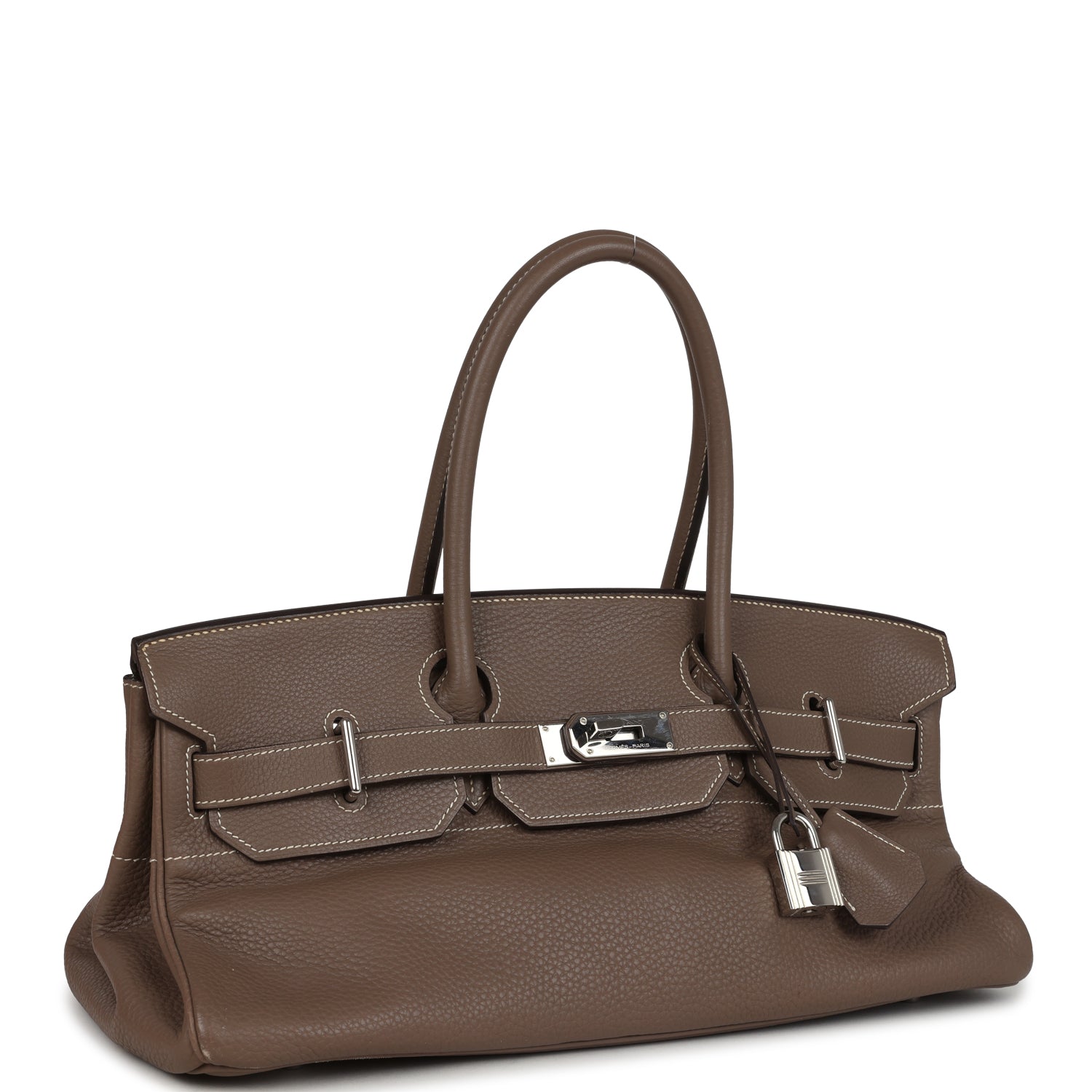 Vintage Hermes Shoulder Birkin 42 JPG Etoupe Clemence Palladium Hardwa