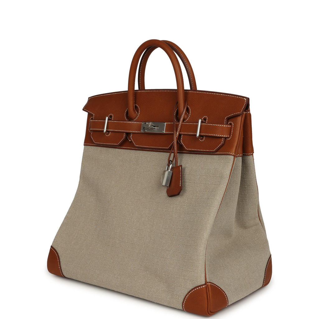 Hermes Birkin HAC 40 Fauve Barenia and Ficelle Toile H Palladium Hardw