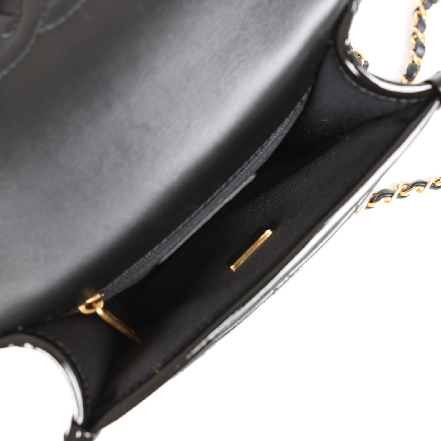 Chanel School Memory Square Top Handle Flap Bag Black Patent Leather A