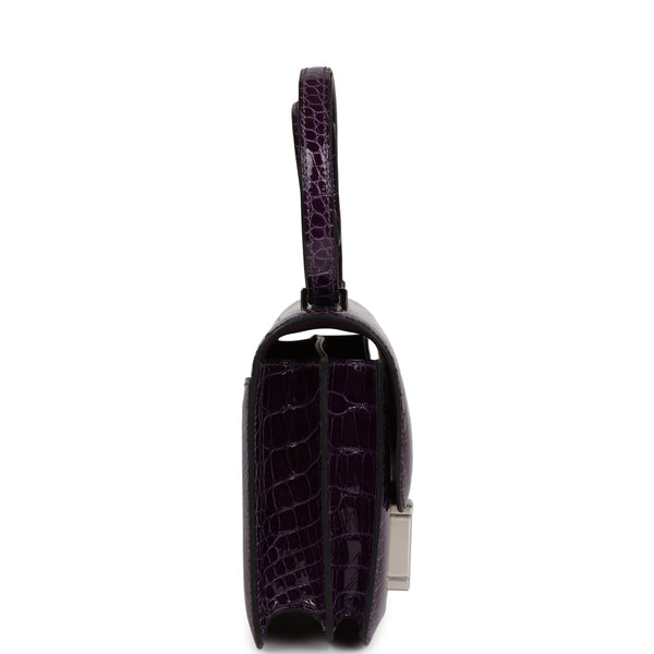 Hermes Constance 18 Amethyst Shiny Alligator Tigers Eye Quartz Palladi