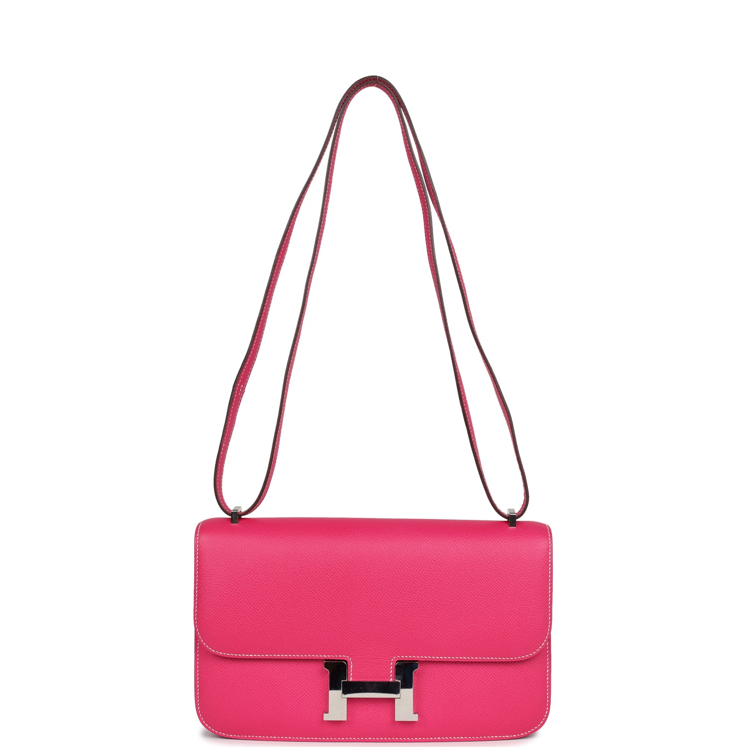 Pre-owned Hermes Constance Elan Rose Tyrien Epsom Palladium Hardware