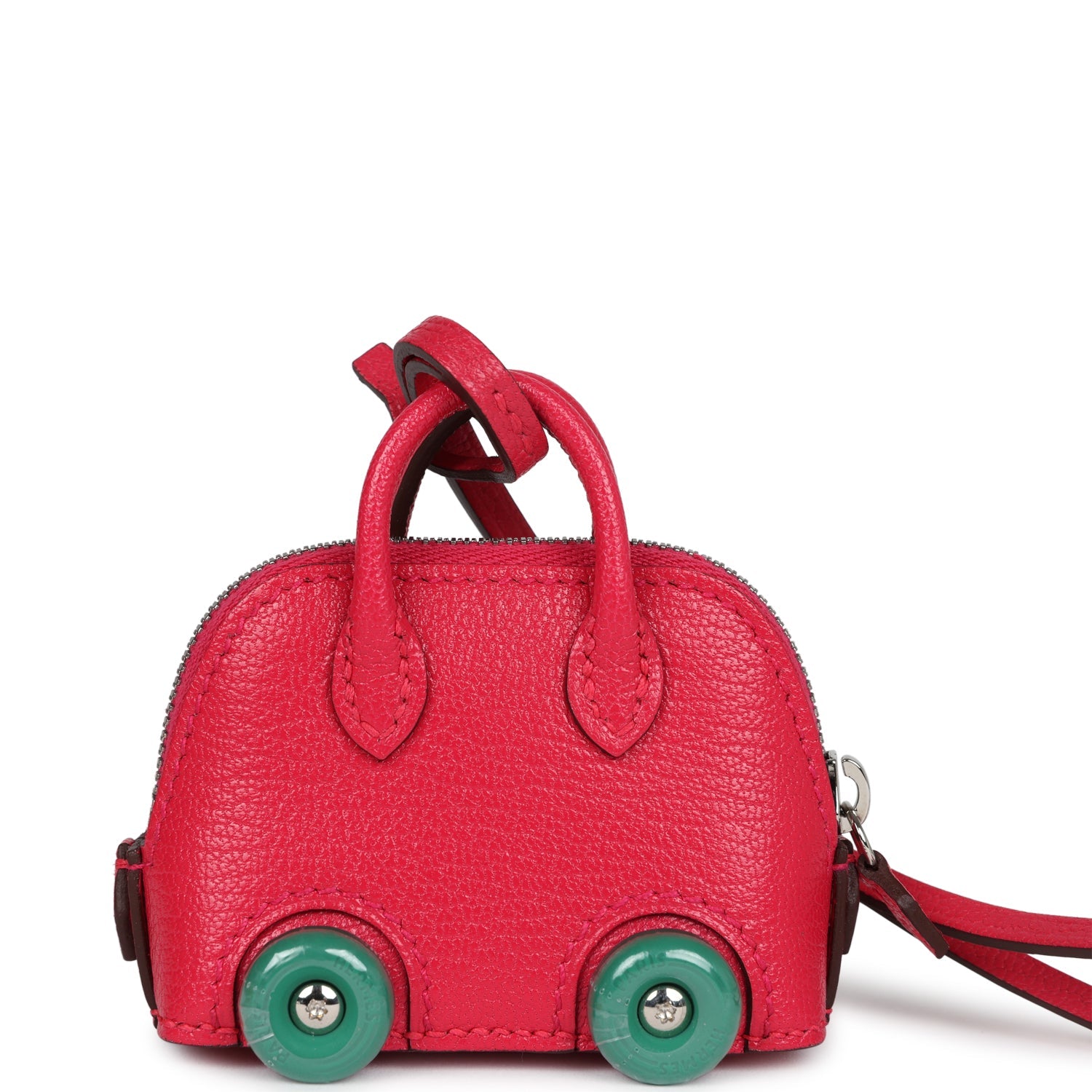Hermes Bolide On Wheels Bag Charm Rose Extreme Chevre Chamkila Palladi