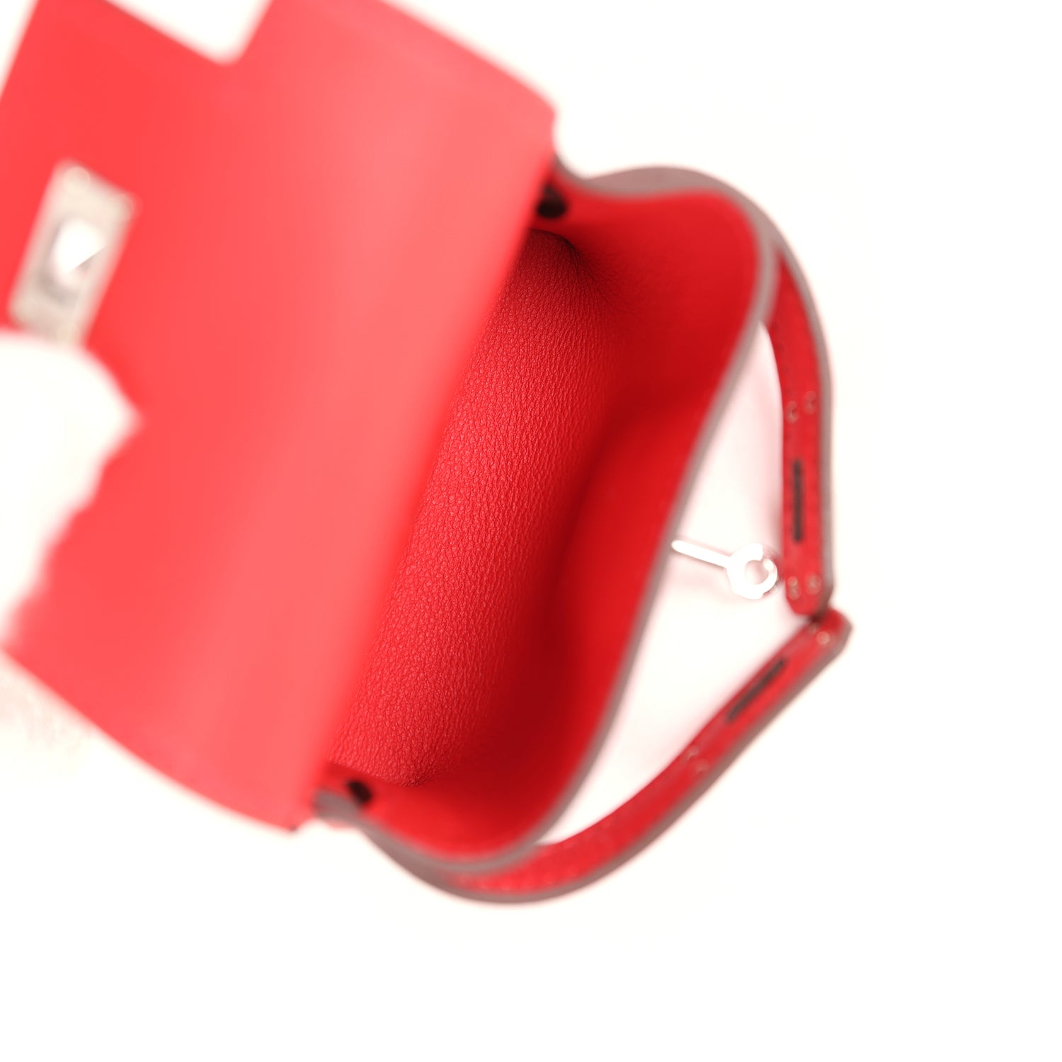 Hermes Kelly Festival Bag Charm Rouge Radieux Swift Palladium Hardware