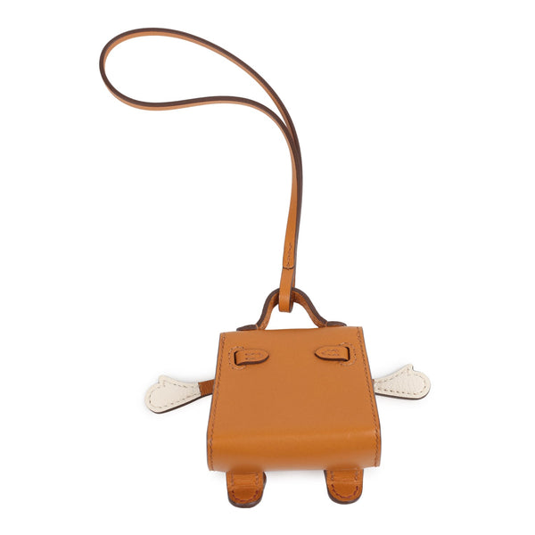 Hermes Mini Kelly Doll Idole Bag Charm Natural Sable, Orange H, Brique