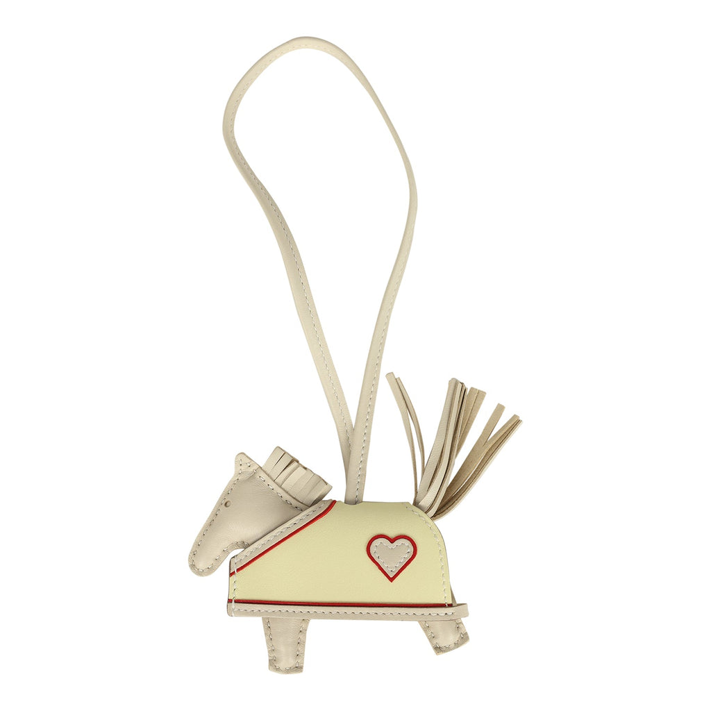 Hermes Rodeo Robeo Coeur Charm PM Craie, Jaune Milton & Rouge Radieux