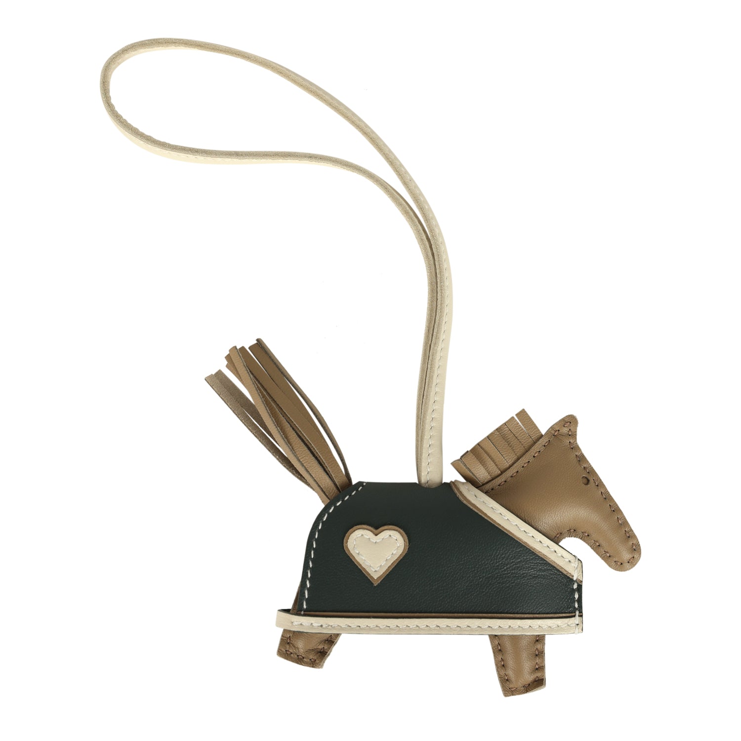 Hermes Rodeo Robeo Coeur Charm PM Beige Marfa, Craie, Vert Mangrove Mi