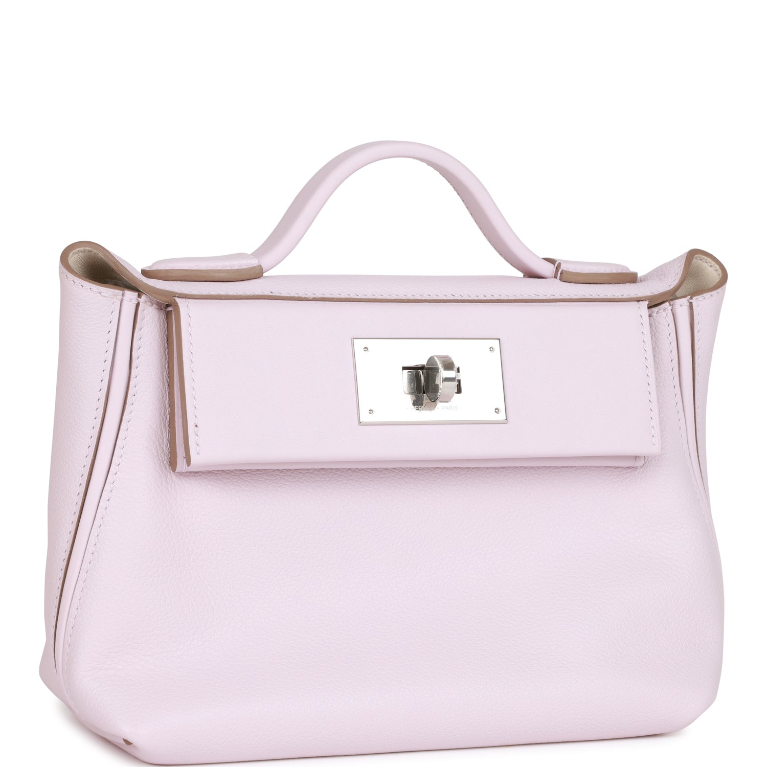 Hermes Mini 24/24 Bag Mauve Pale Verso Evercolor and Swift Palladium H