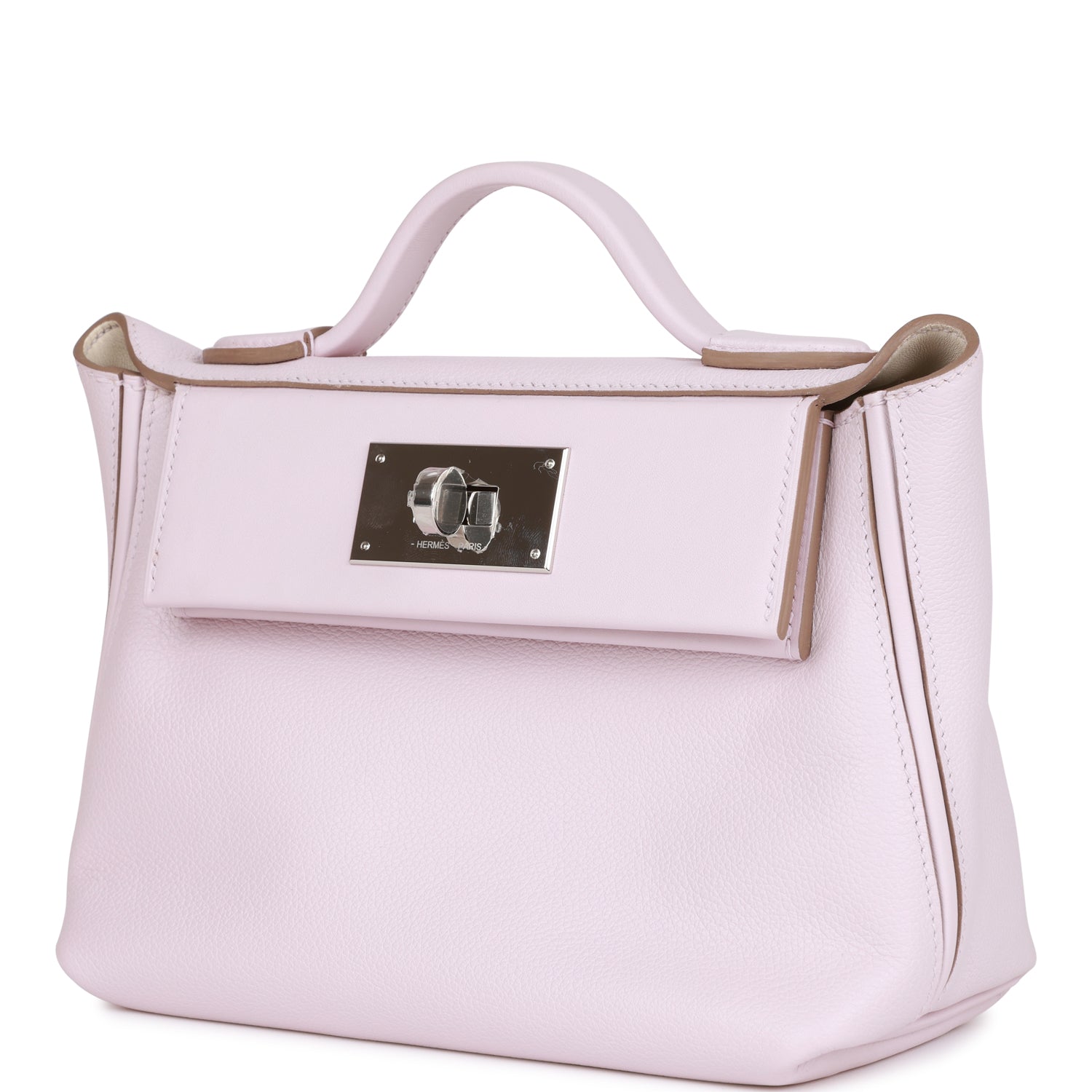 Hermes Mini 24/24 Bag Mauve Pale Verso Evercolor and Swift Palladium H