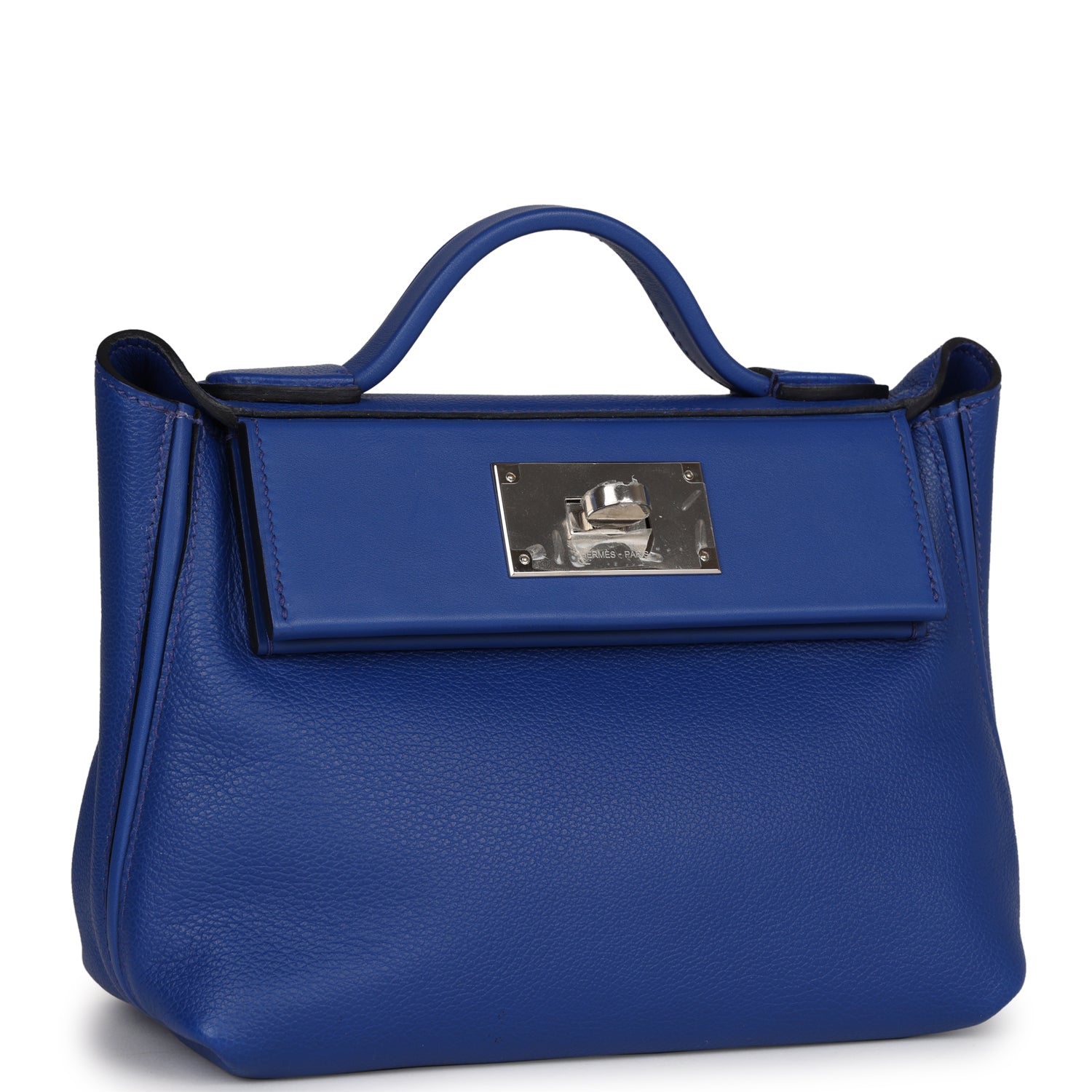 Hermes Mini 24/24 Bag Bleu Royal Evercolor and Swift Palladium Hardwar